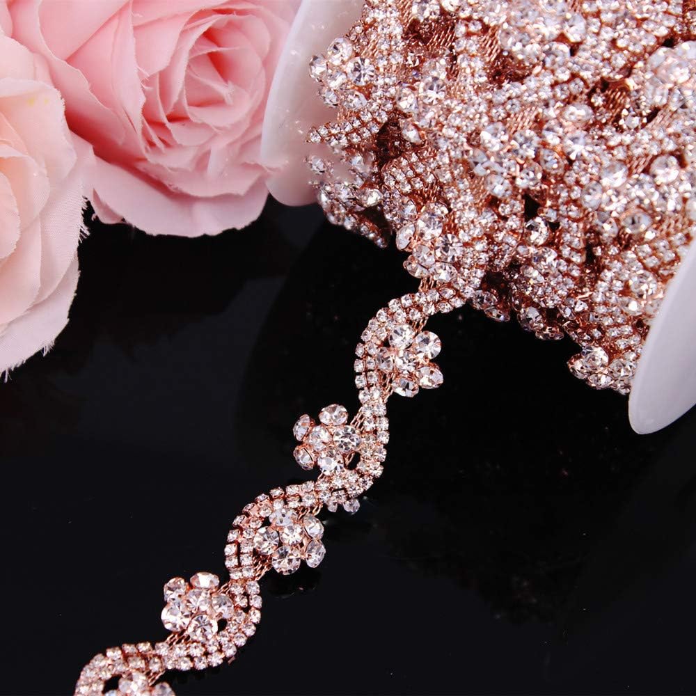 Amazon.com: Crystal Metal Chain Trim with Rhinestones for Wedding Waist ...