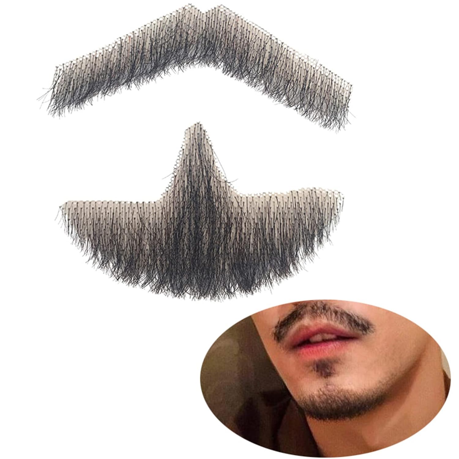 Amazon.com : Qiureva 100% Human Hair Full Hand Tied Fake Mustache ...