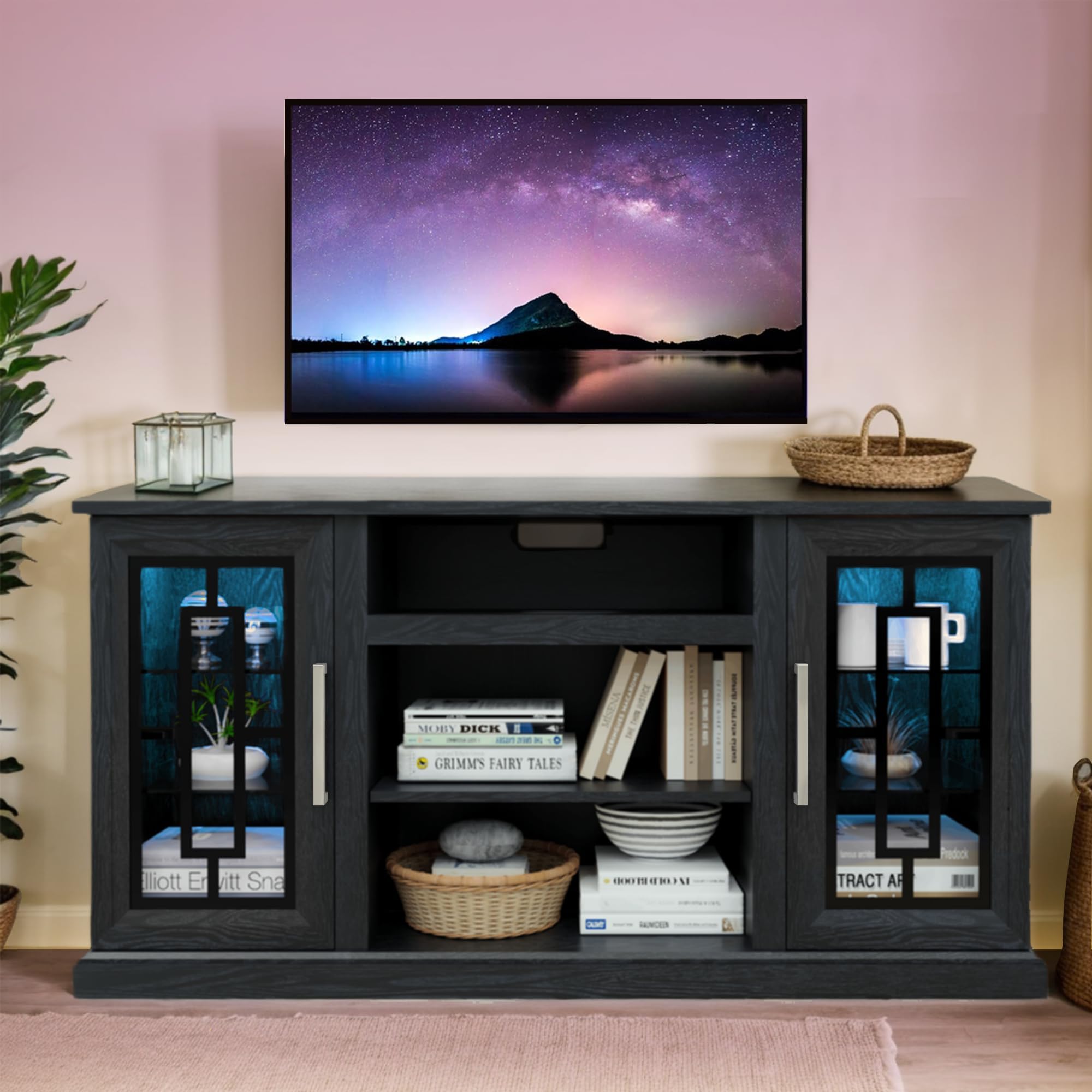 Amazon.com: Unineo 3D Fireplace TV Stand up to 65 Inch TVs, Modern ...