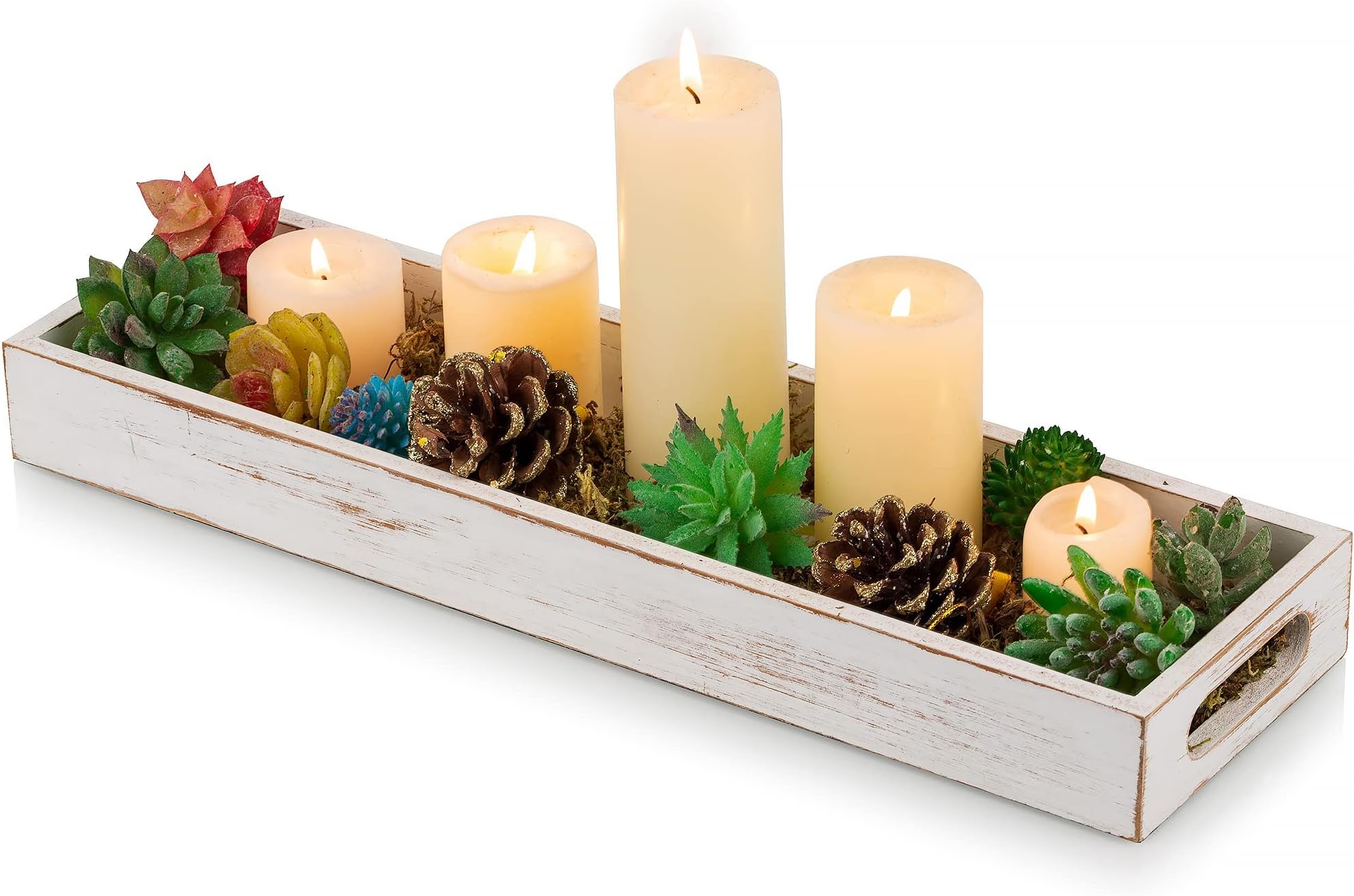 Amazon.com: dwellington Wooden Farmhouse Decorative Tray, 12in Rustic ...