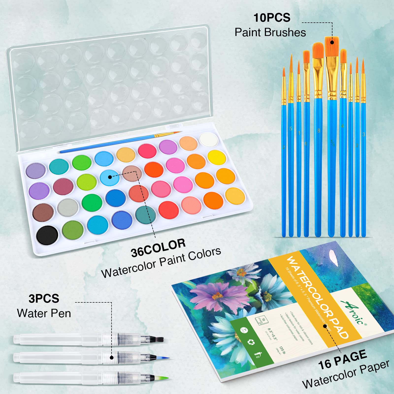 Snapklik.com : AROIC 65 Pieces Watercolor Paint Set,36 Colors ...