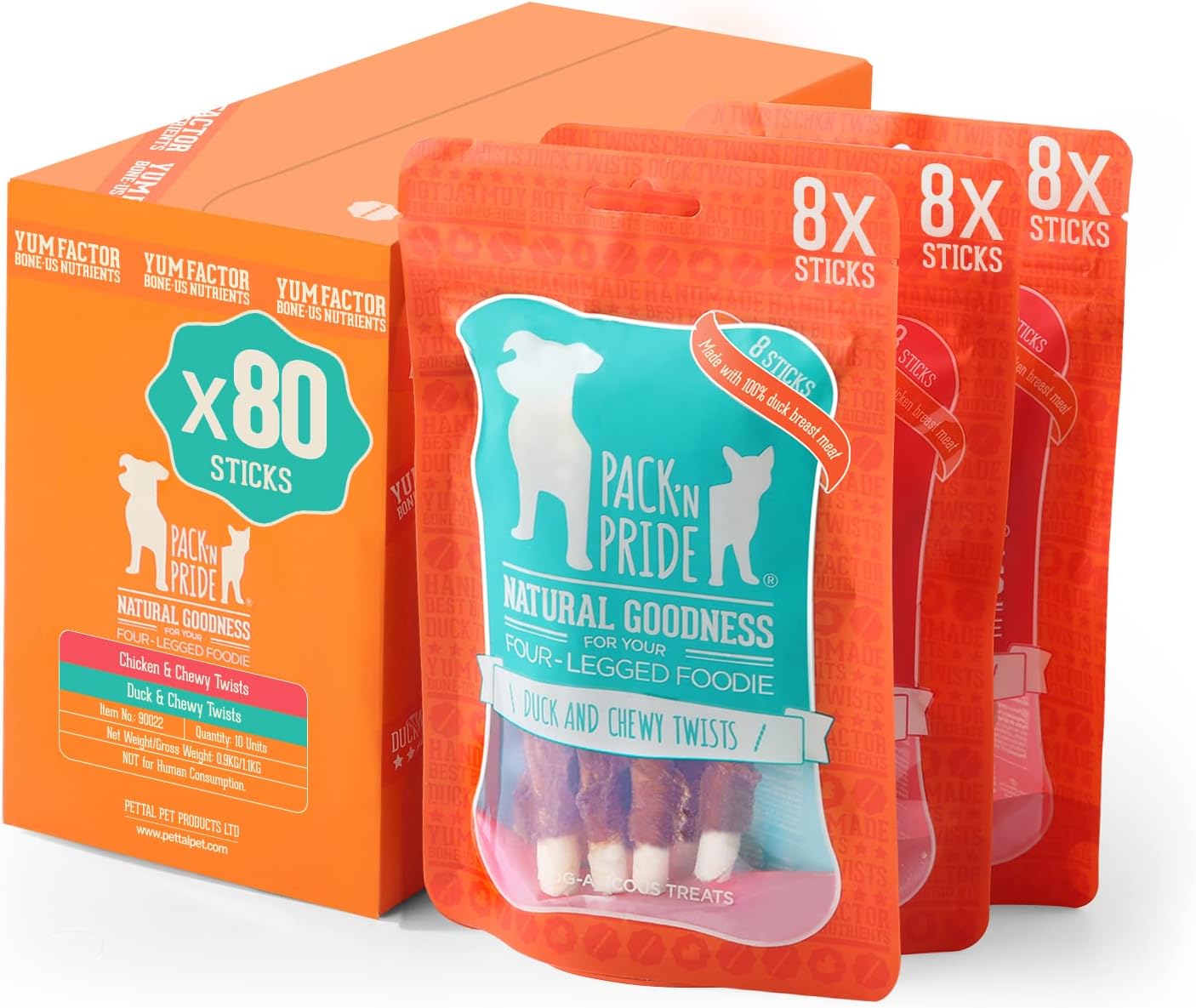 PACK'N PRIDE Dog Treats, 10 Pack*90g (900g) Dog Chews, Chewy Twists ...