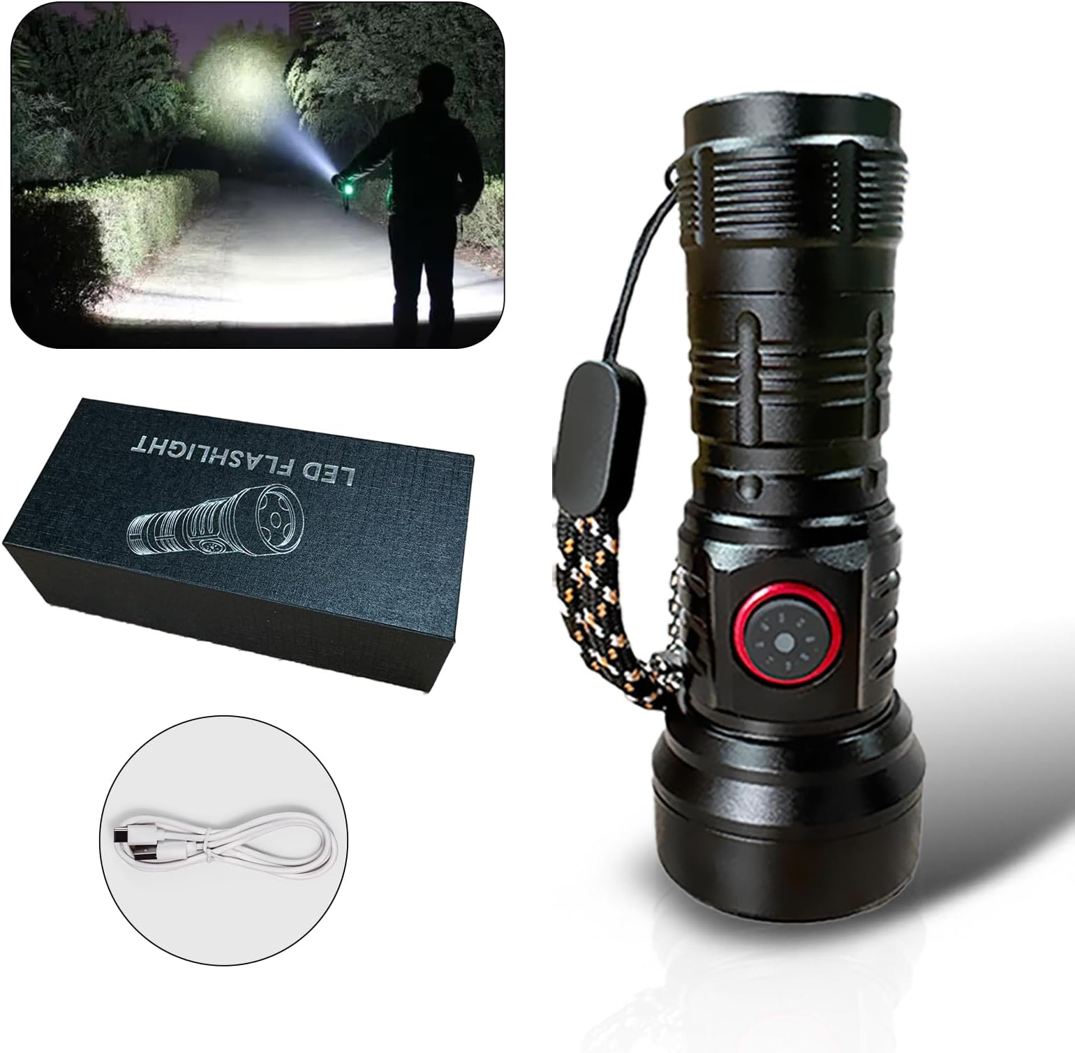 ULTRAFIRE C8 LED Flashlight 1000 High Lumen Tactical Flashlight,5-Mode ...