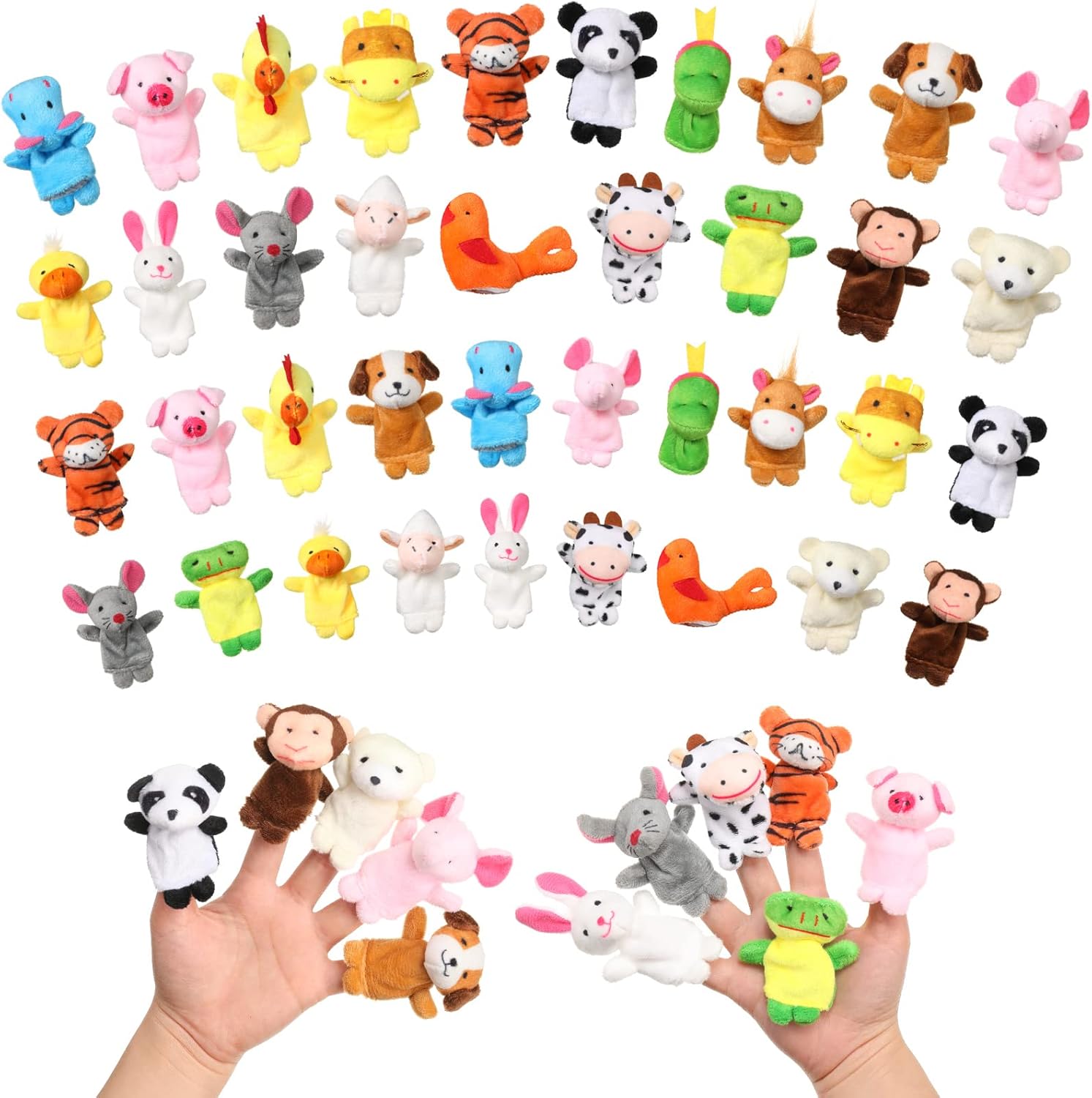 Amazon.com: 60 Pcs Finger Puppets Set, 19 Different Stuffed Animals ...