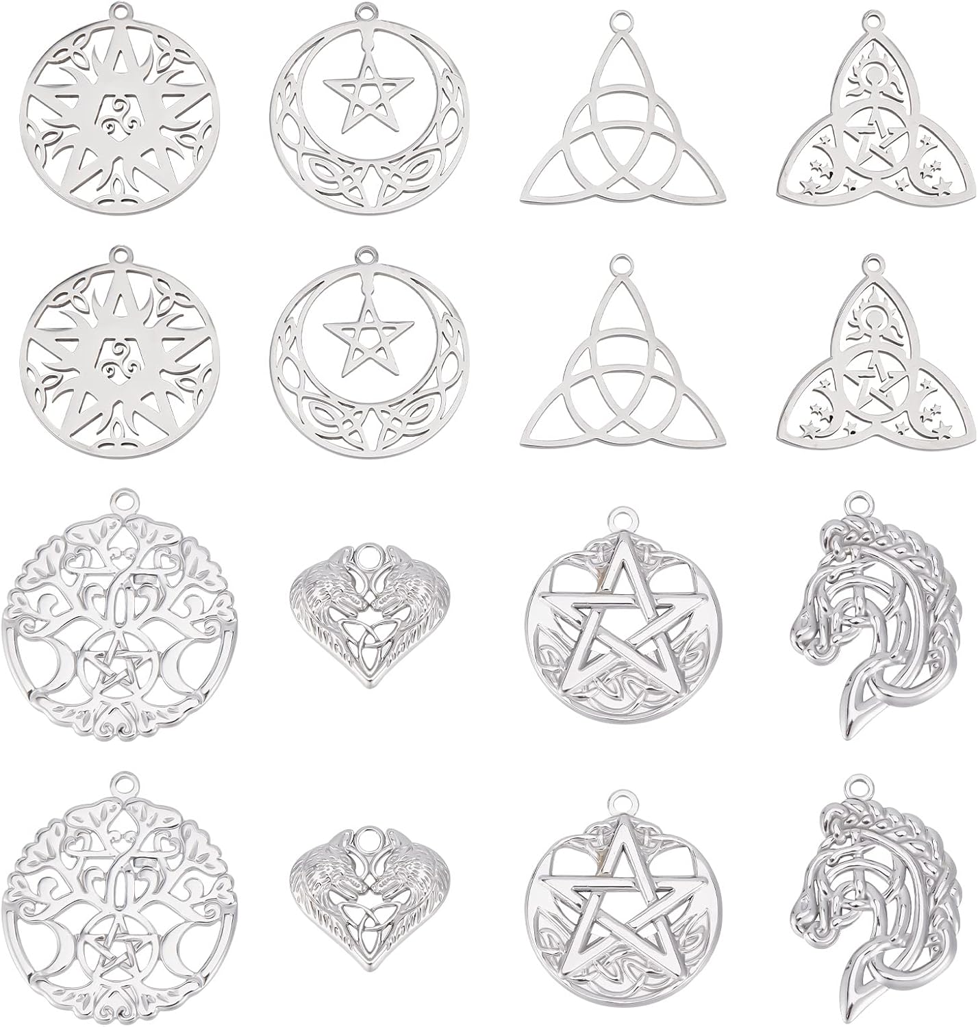 Amazon.com: SUNNYCLUE 1 Box 16Pcs Knot Charms Trinity Stainless Steel Knot Charm Irish Celtic ...
