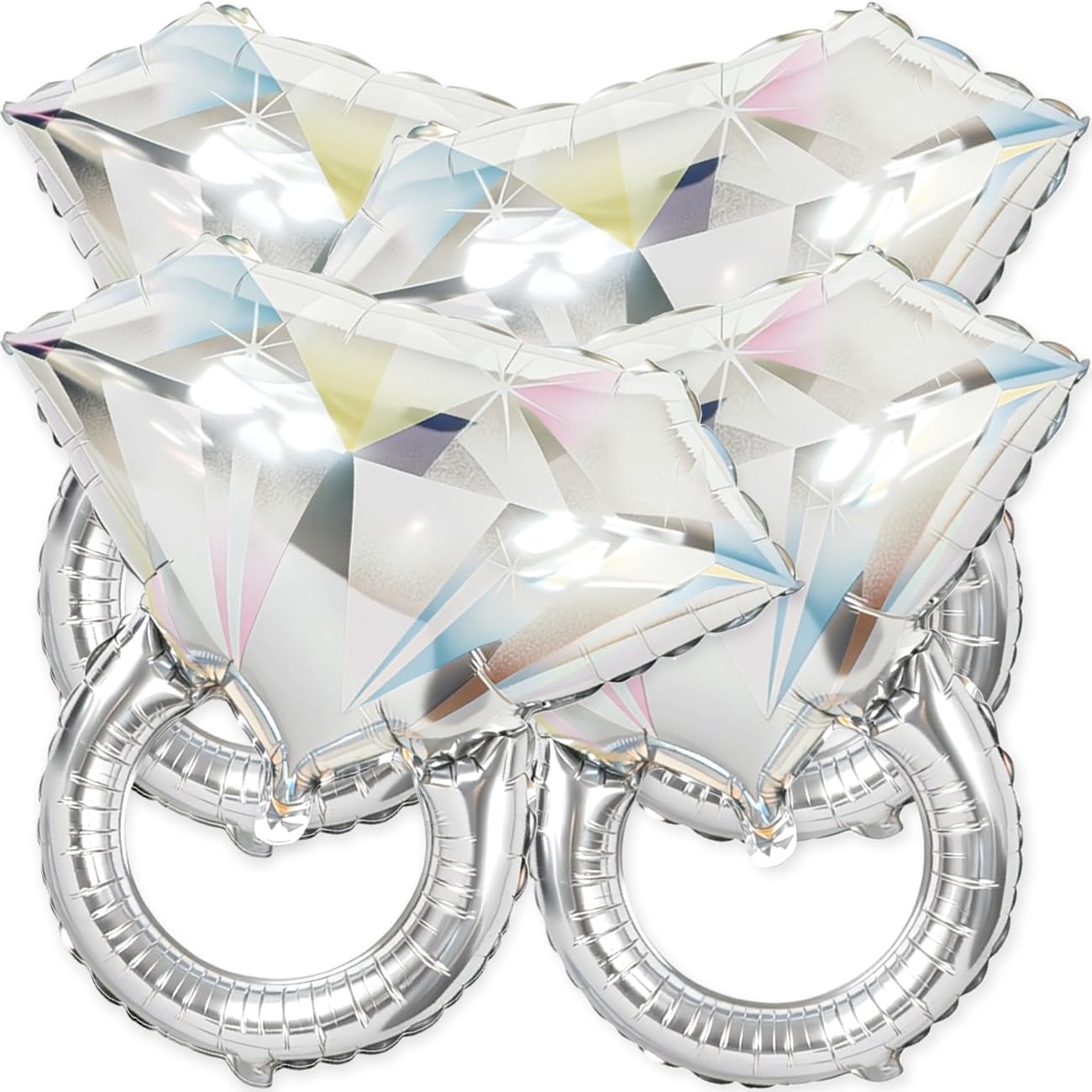 Amazon.com: PartyForever White Gold Diamond Ring Foil Balloons – 4 Pack ...