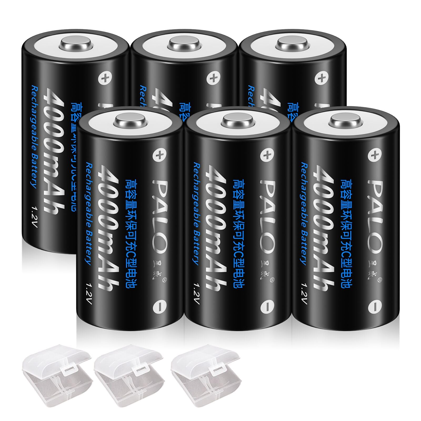 Amazon.com: Palowextra Rechargeable C Batteries Ni-MH 1.2V 4000mAh C ...