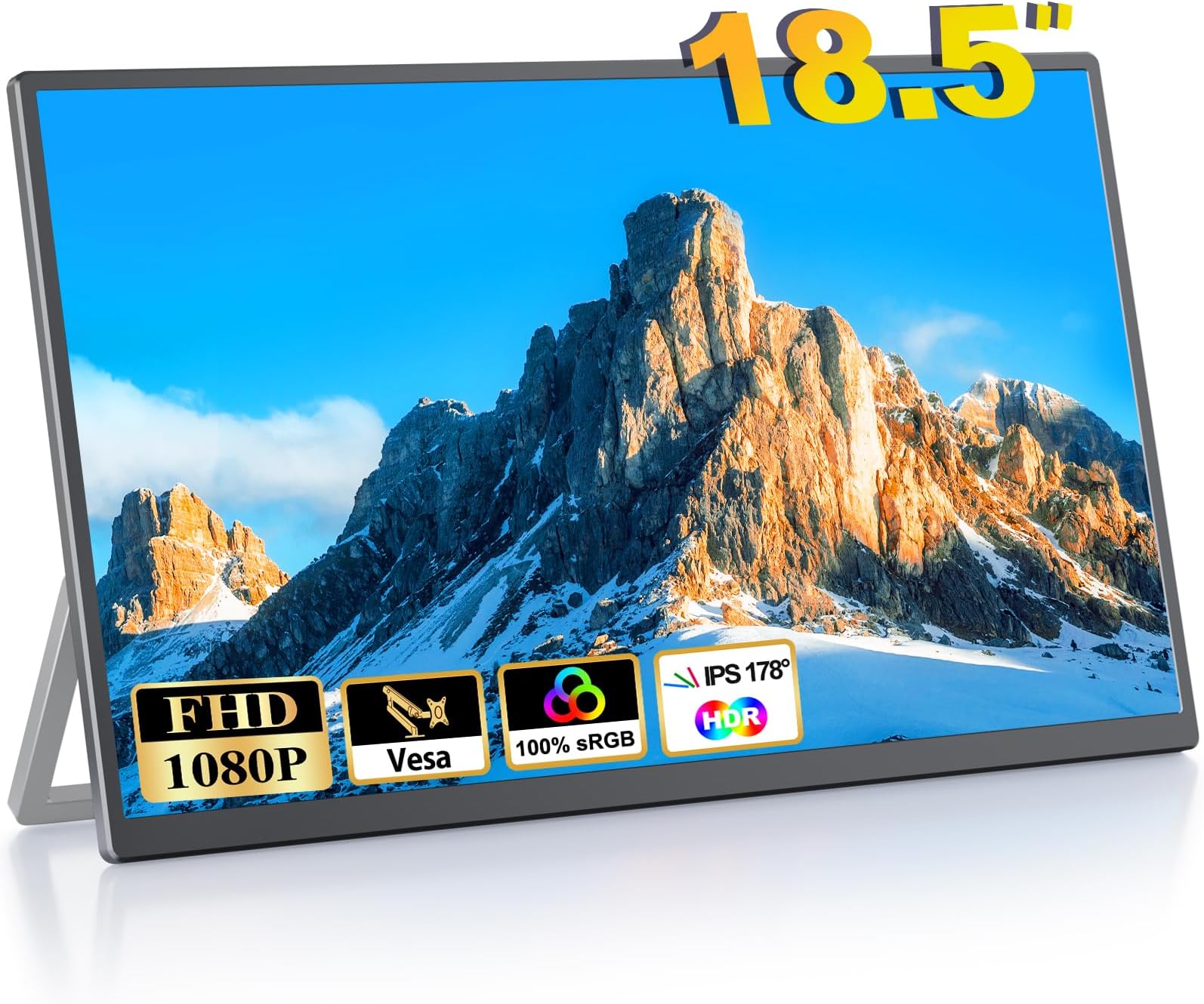 CUIUIC 18.5 Inch 120HZ Portable Gaming Monitor, Large Portable Monitor ...