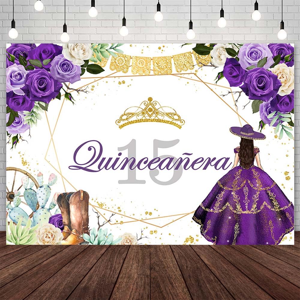 Aibiin 7x5ft Quinceanera Western Cowgirl Backdrop Mis Quince 15 Anos ...