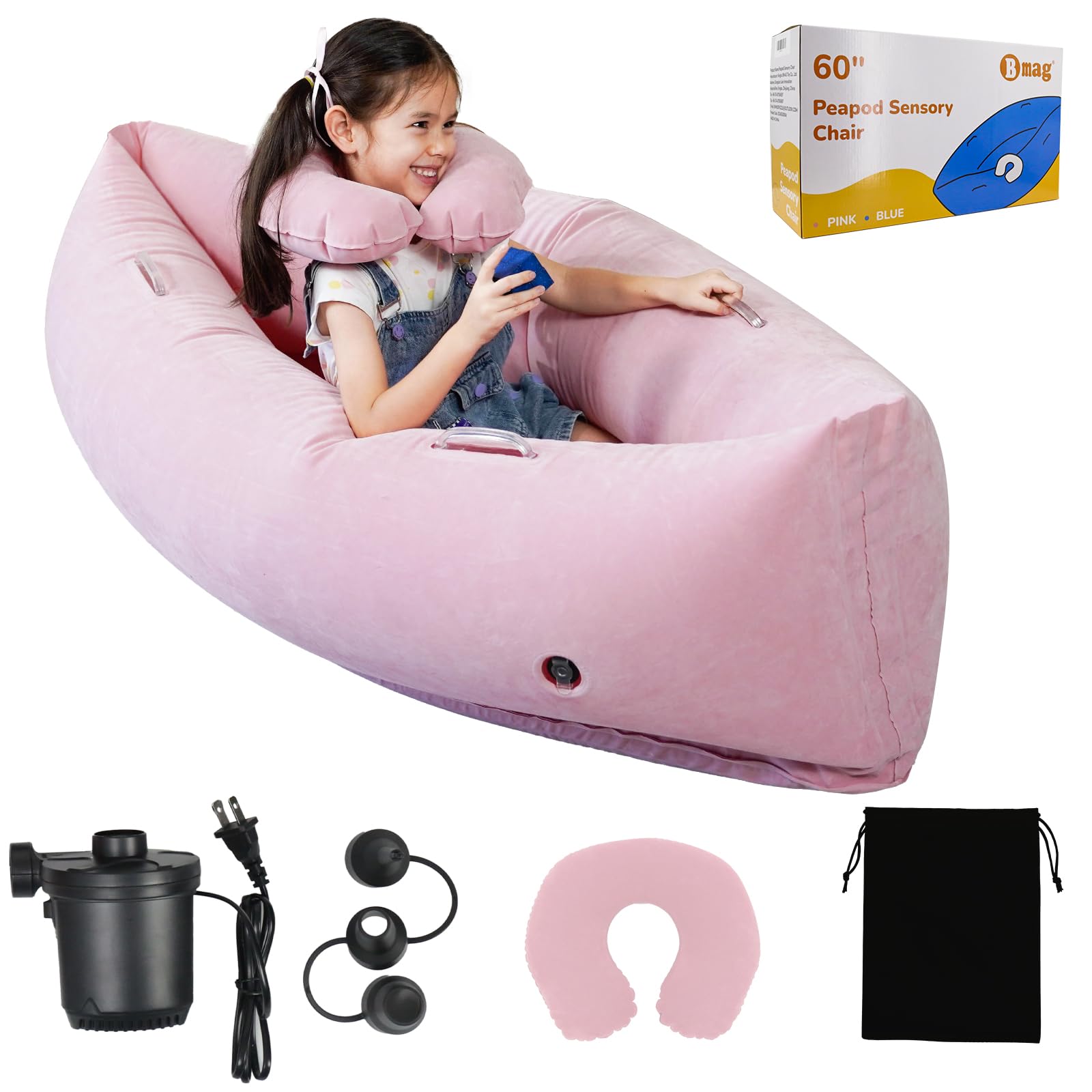 Amazon.com: BMAG Peapod Sensory Chair, 60" Inflatable Peapod Chair with Neck Pillow for Kids ...
