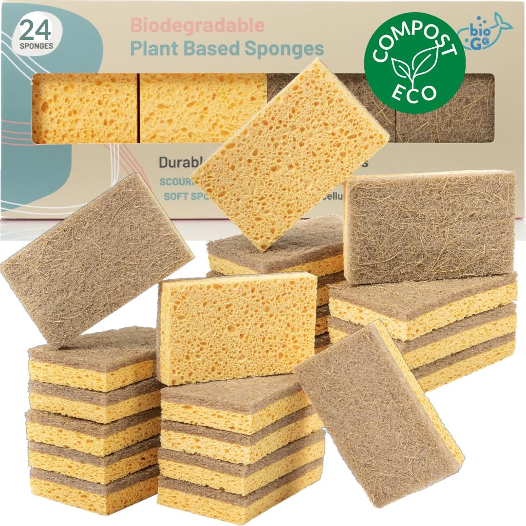 Amazon.com: Viverhoy Natural Kitchen Sponge 12 Packs - Biodegradable ...