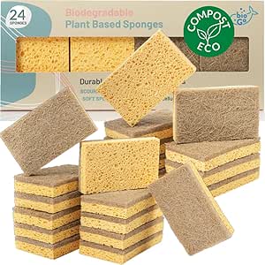 Amazon.com: bioGo 24 Pack Biodegradable Kitchen Sponges - Eco-Friendly ...