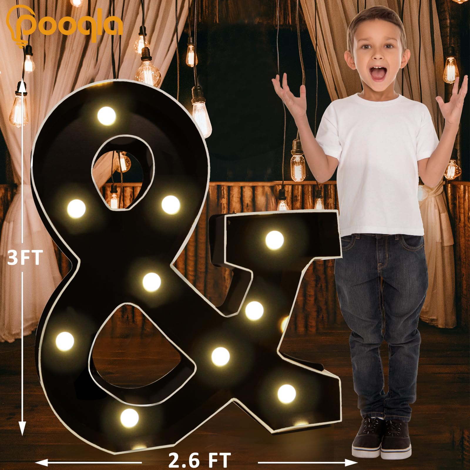 Snapklik.com : 3FT Black Marquee Light Up Letters, LED Large Lighted ...