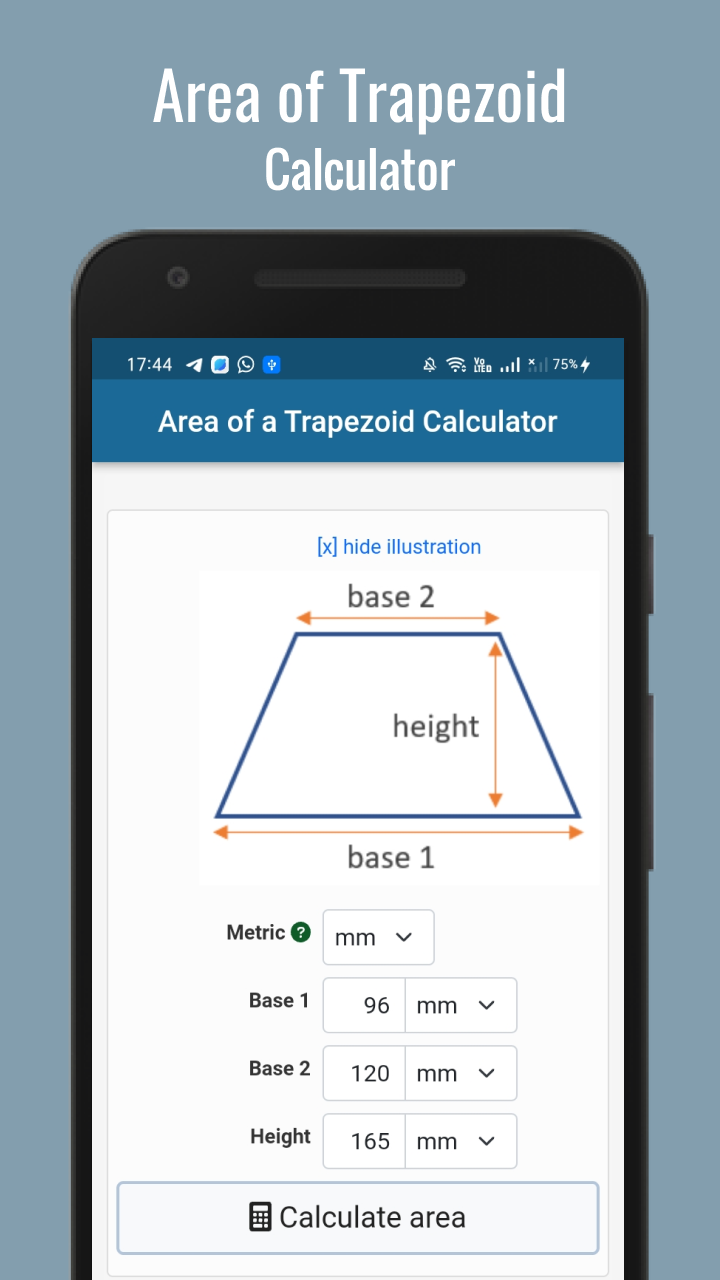 Area of a Trapezoid Calculator - App on Amazon Appstore