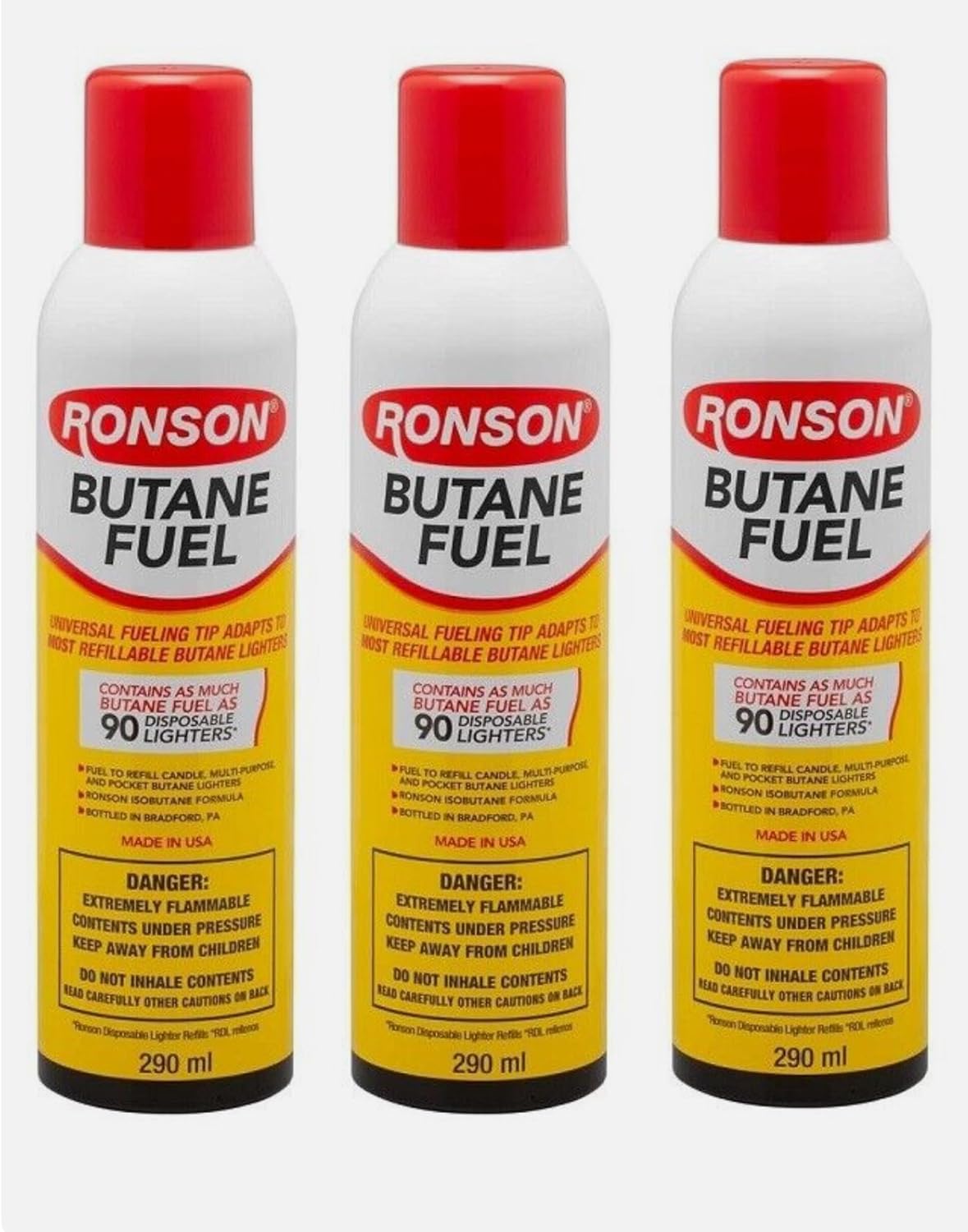 Amazon.com: Ronson Butane Fuel Universal Fueling 3 Pack 290ml (5.73oz ...