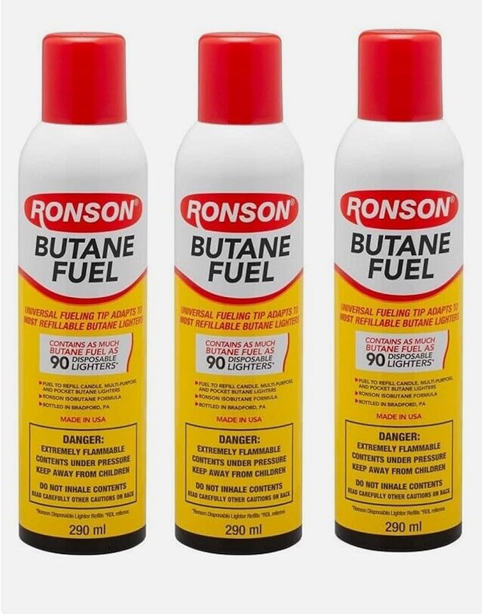 Amazon.com: Ronson Butane Fuel Universal Fueling 3 Pack 290ml (5.73oz ...