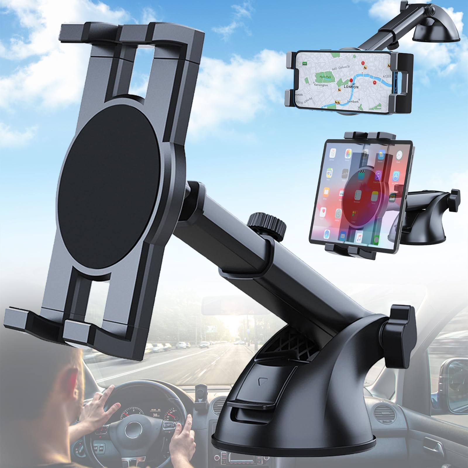 Supporto per Tablet Auto Car Holder Regolabile a 360 Gradi con Forte ...