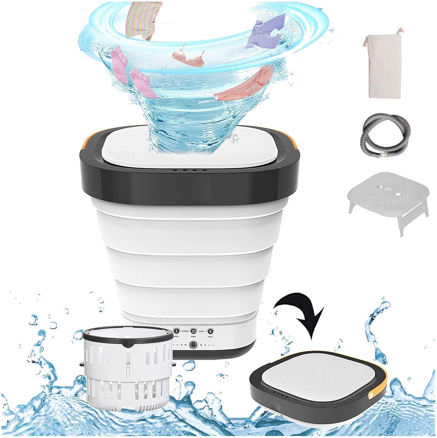 Amazon.com: Portable Collapsible Washing Machine with 2 Modes Drying ...