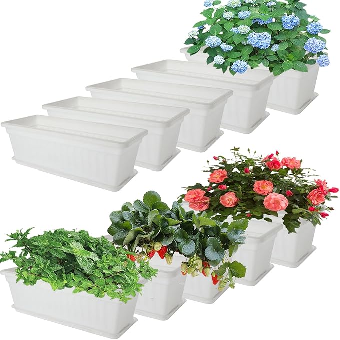 Acrux7 10 Pack Plastic Window Boxes Planters 17x7.5x5.5 Inch ...