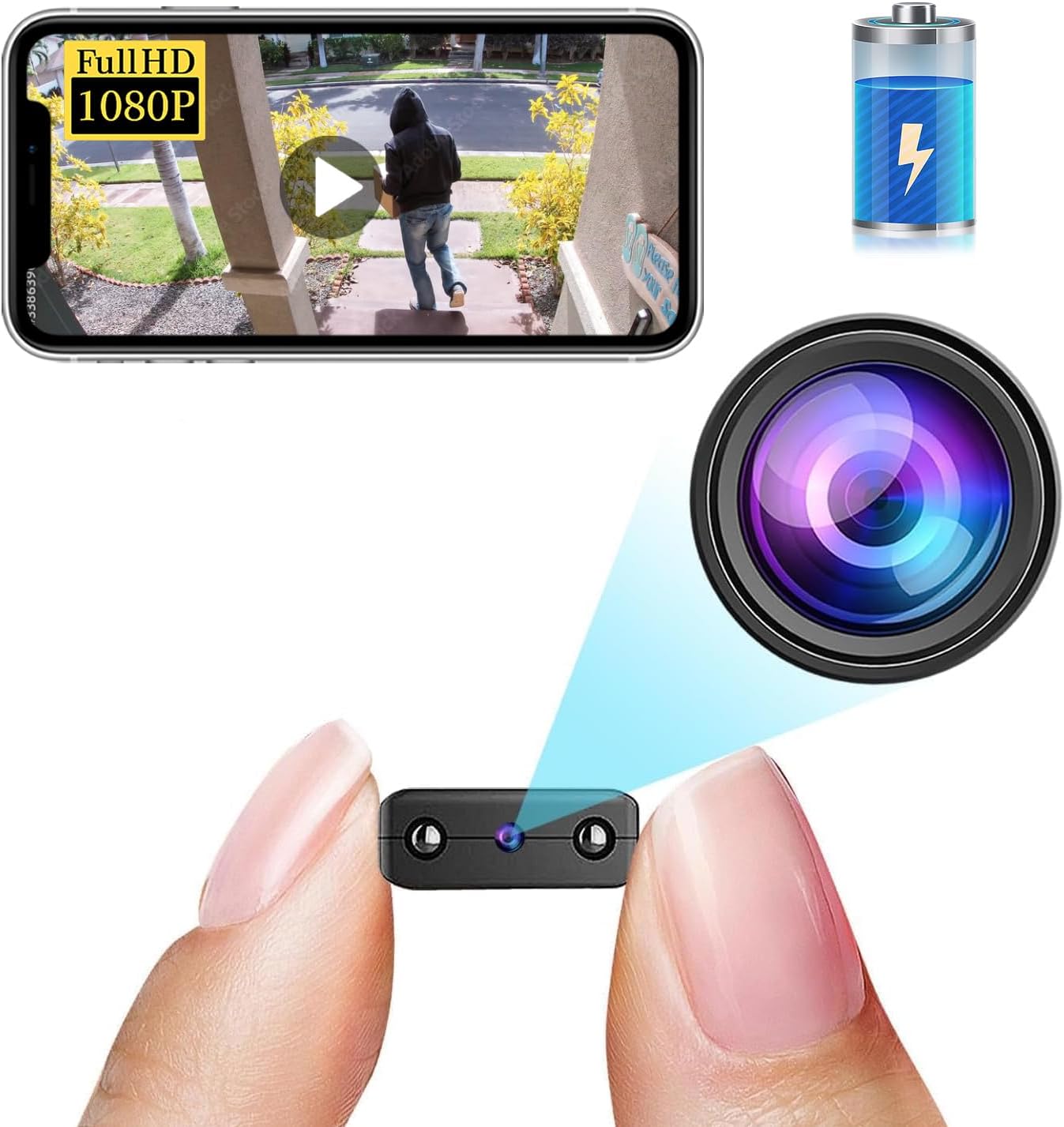Smallest Wireless Wifi Battery Camera,HD1080P Concealed Camera with ...