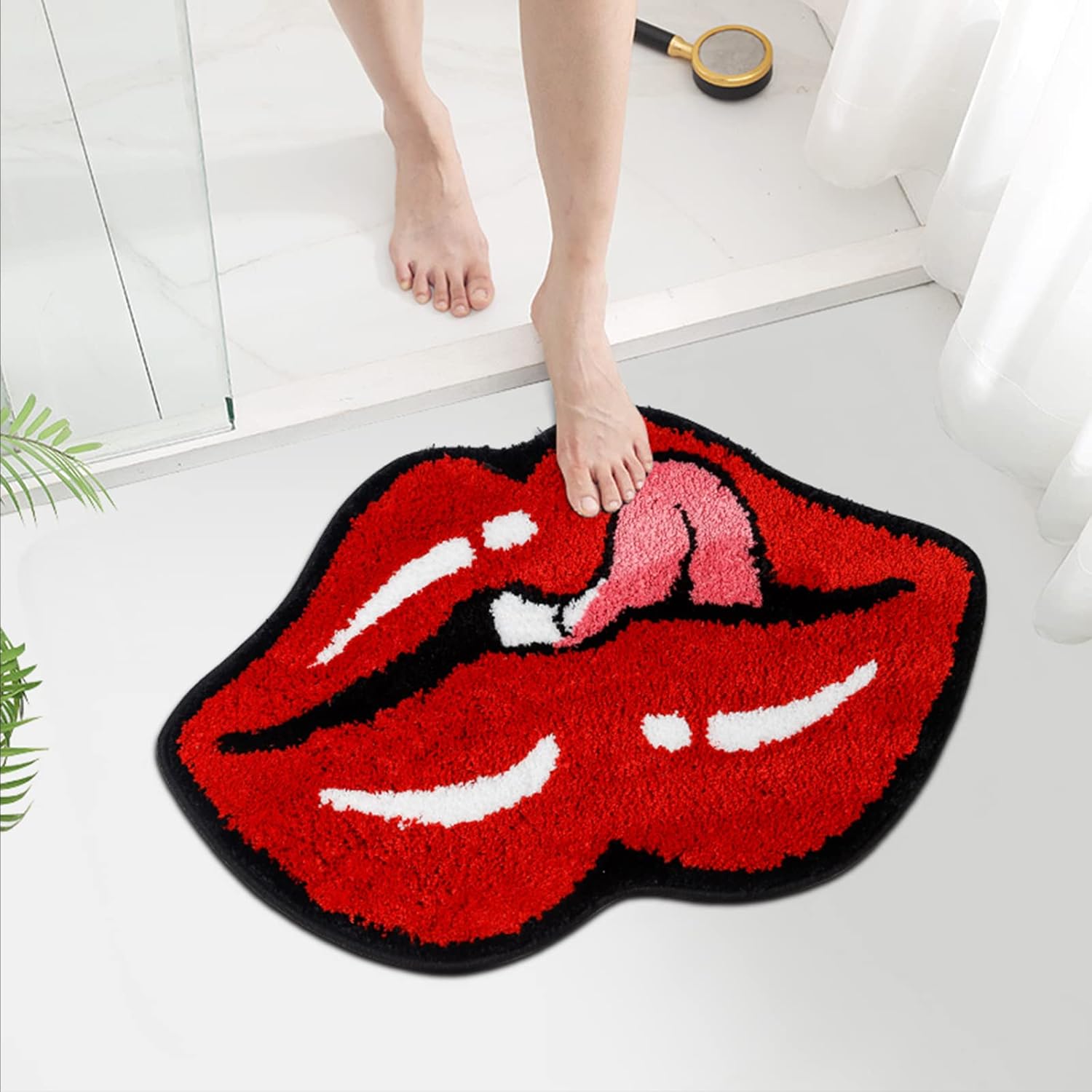 Amazon.com: ChenXRug Red Lips Shape Rug Cute Lips Bath Mat Door Mat ...