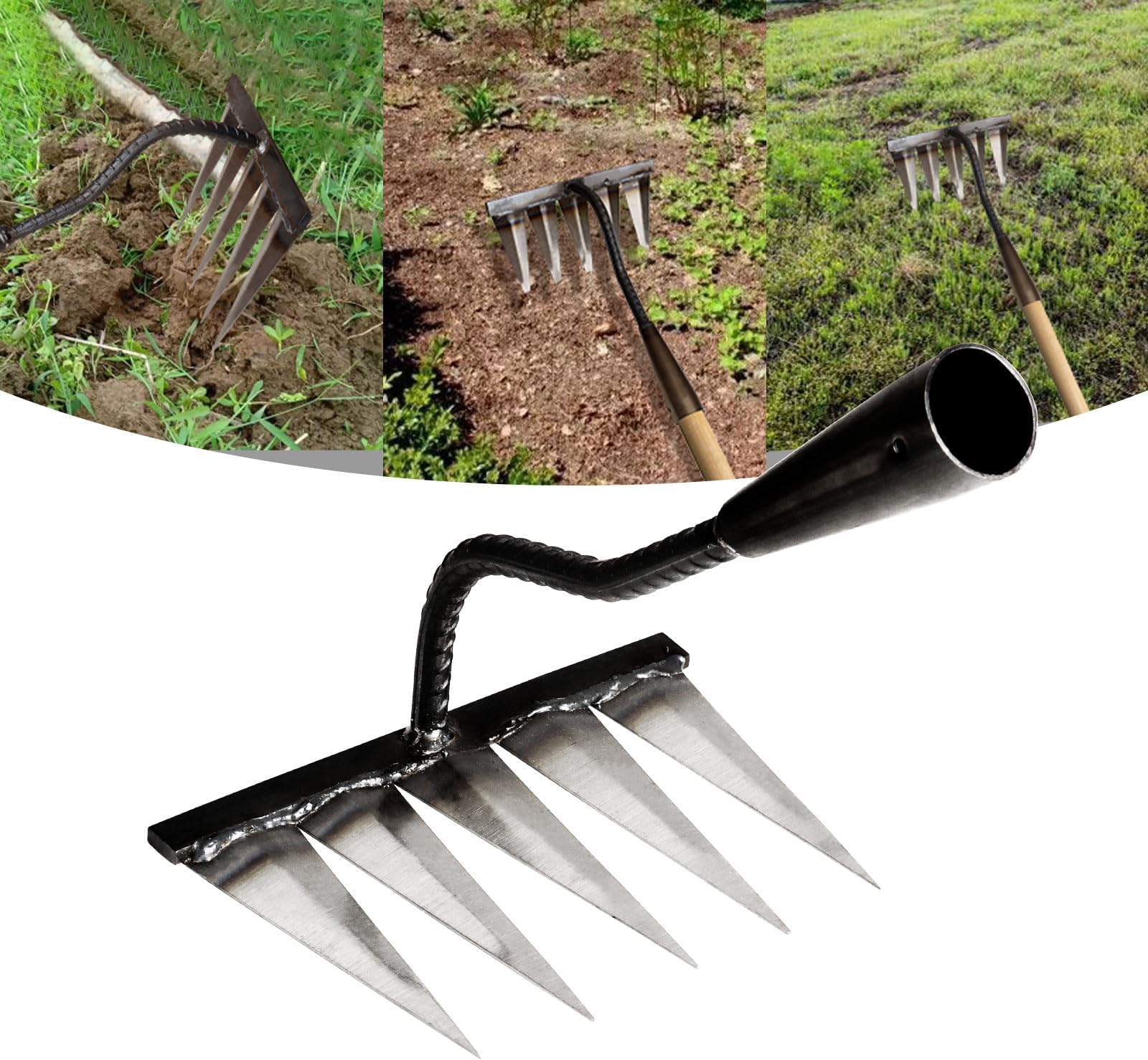 Amazon.com : Barafat Garden Rake, Iron Rake for Gardening and Weeding ...