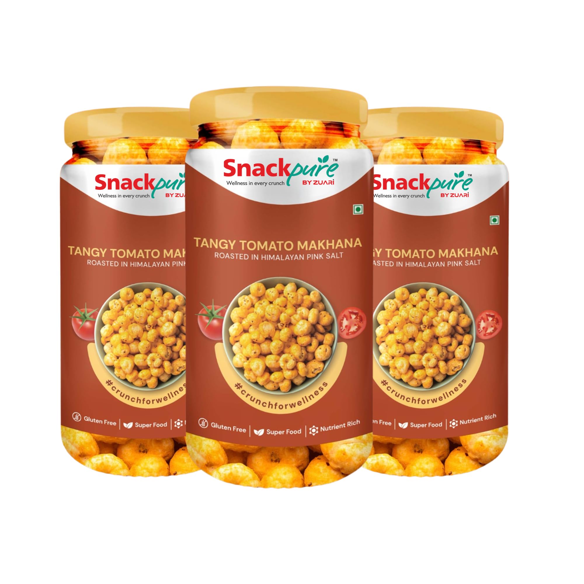 SNACKPURE BY ZUARI Tangy Tomato Roasted Makhana | Palm Oil Free ...