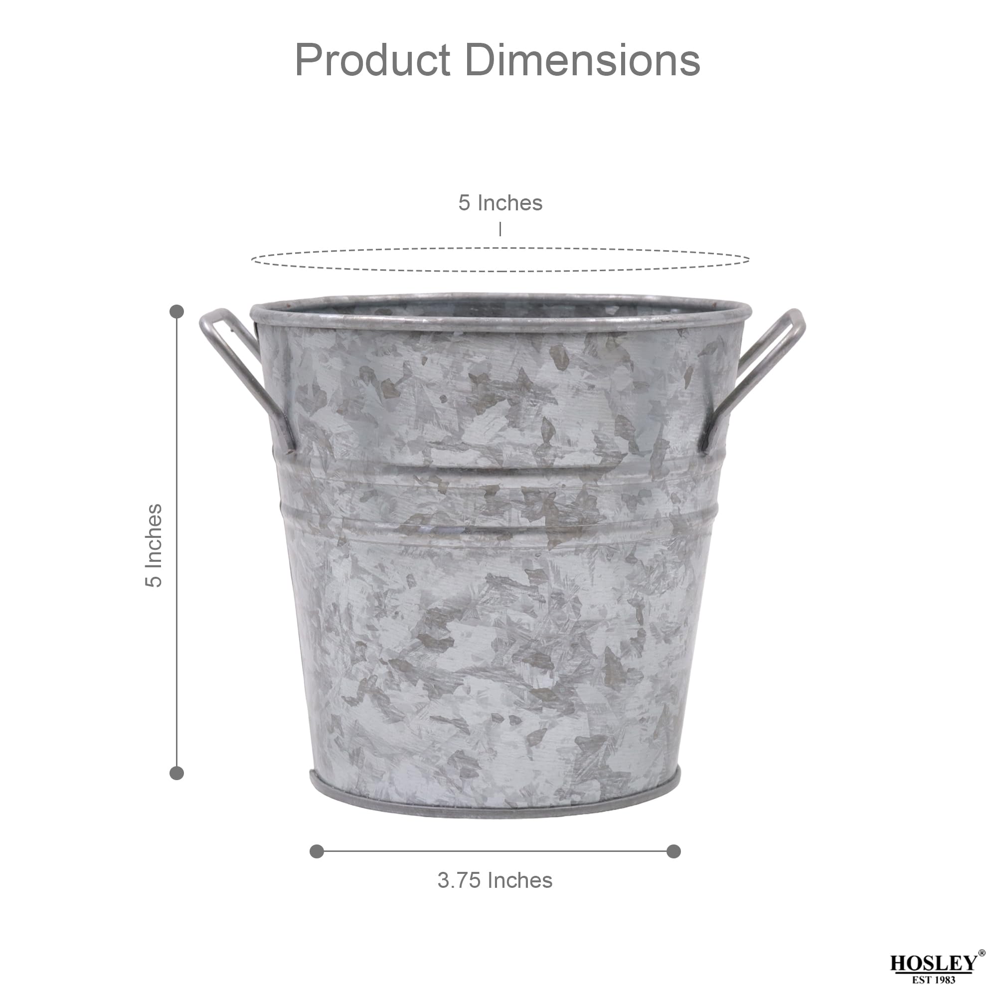 Snapklik.com : Hosley Set Of 3 Galvanized Acid Wash Finish Bucket/Pots