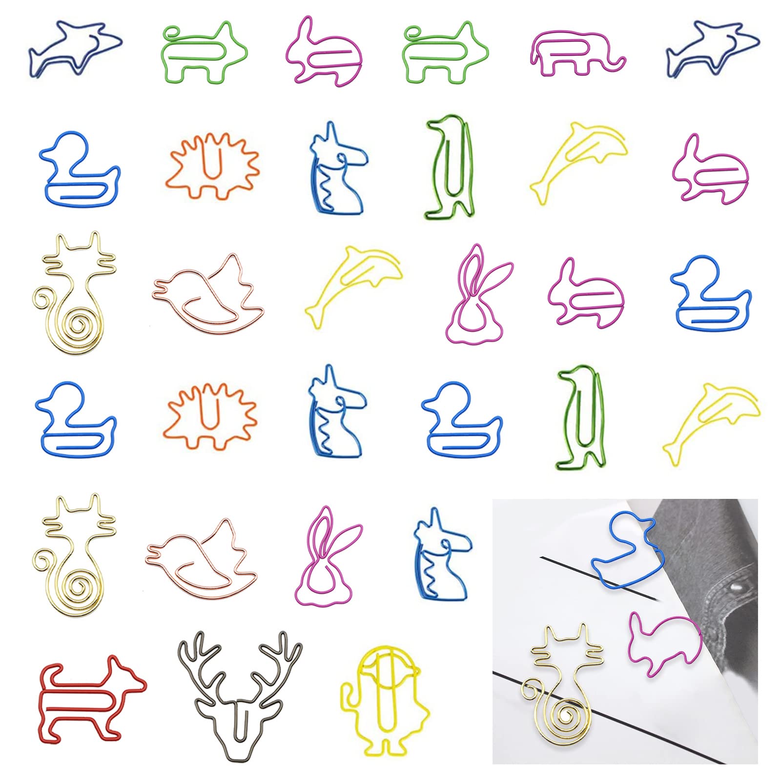 30 Pcs Color Paper Clips Set, Creative Metal Clips Paper Clips ...