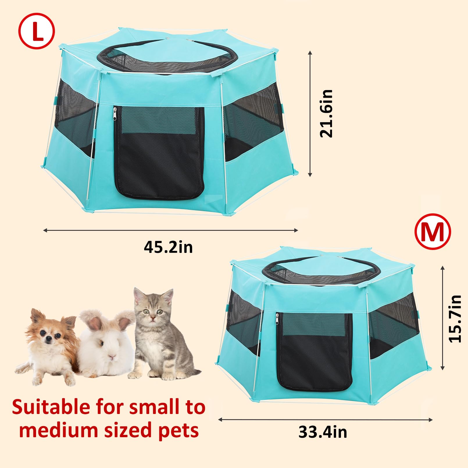 Portable Pet Playpen,Foldable Cats Exercise Enclosure Pen Tents Cat ...