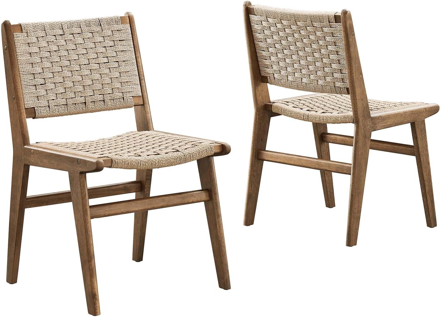 Amazon.com: Creative Co-Op Mango Wood Chair with Brown & Black Woven ...