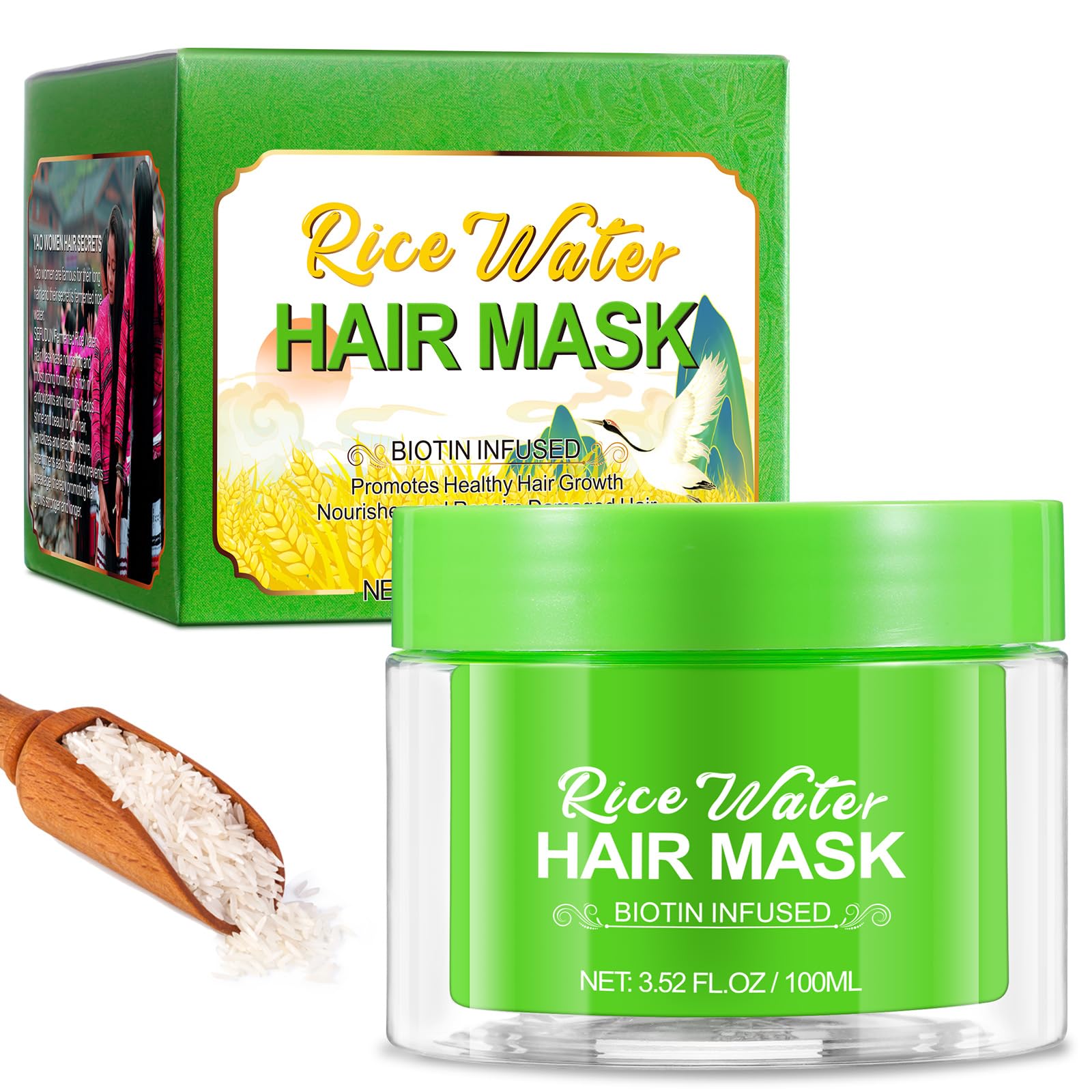 Amazon.com: RTBYUE 3.52 fl.oz Rice Water Hair Mask, Hair Masque with ...