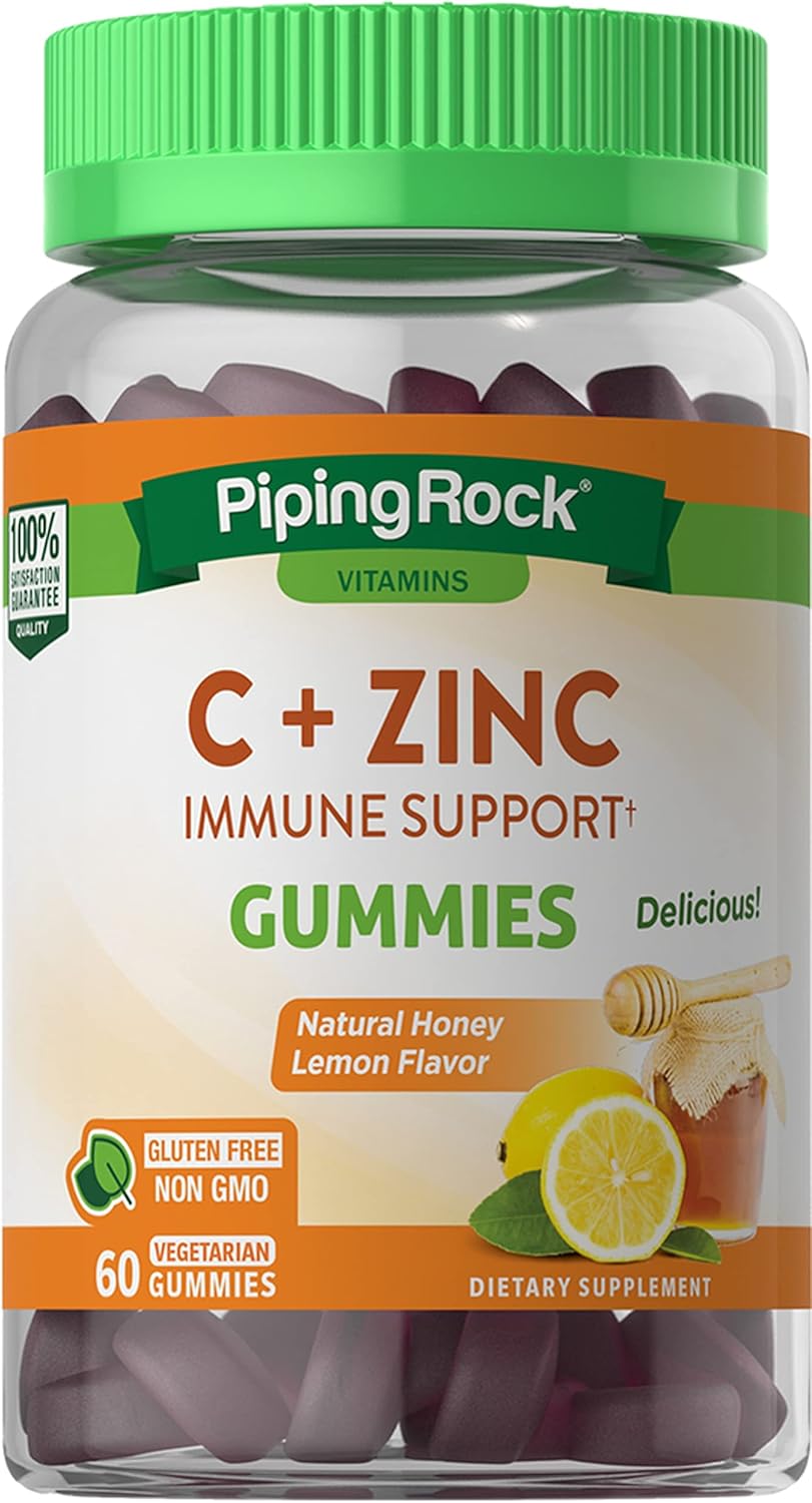 Amazon.com: Vitamin C Plus Zinc | 60 Gummies | Immune Support | Honey ...