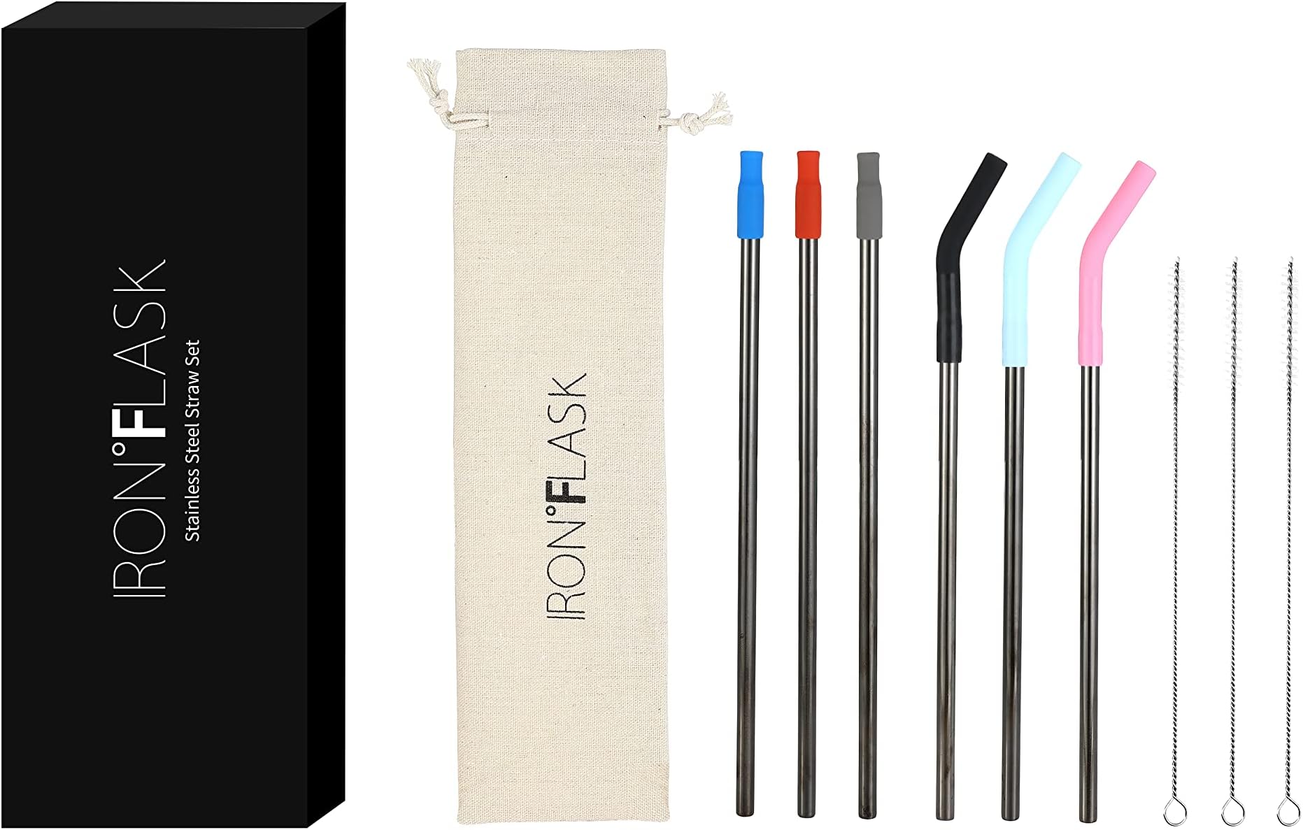 Amazon.com: IRON °FLASK Reusable Straws - 6 Stainless Steel or Plastic ...