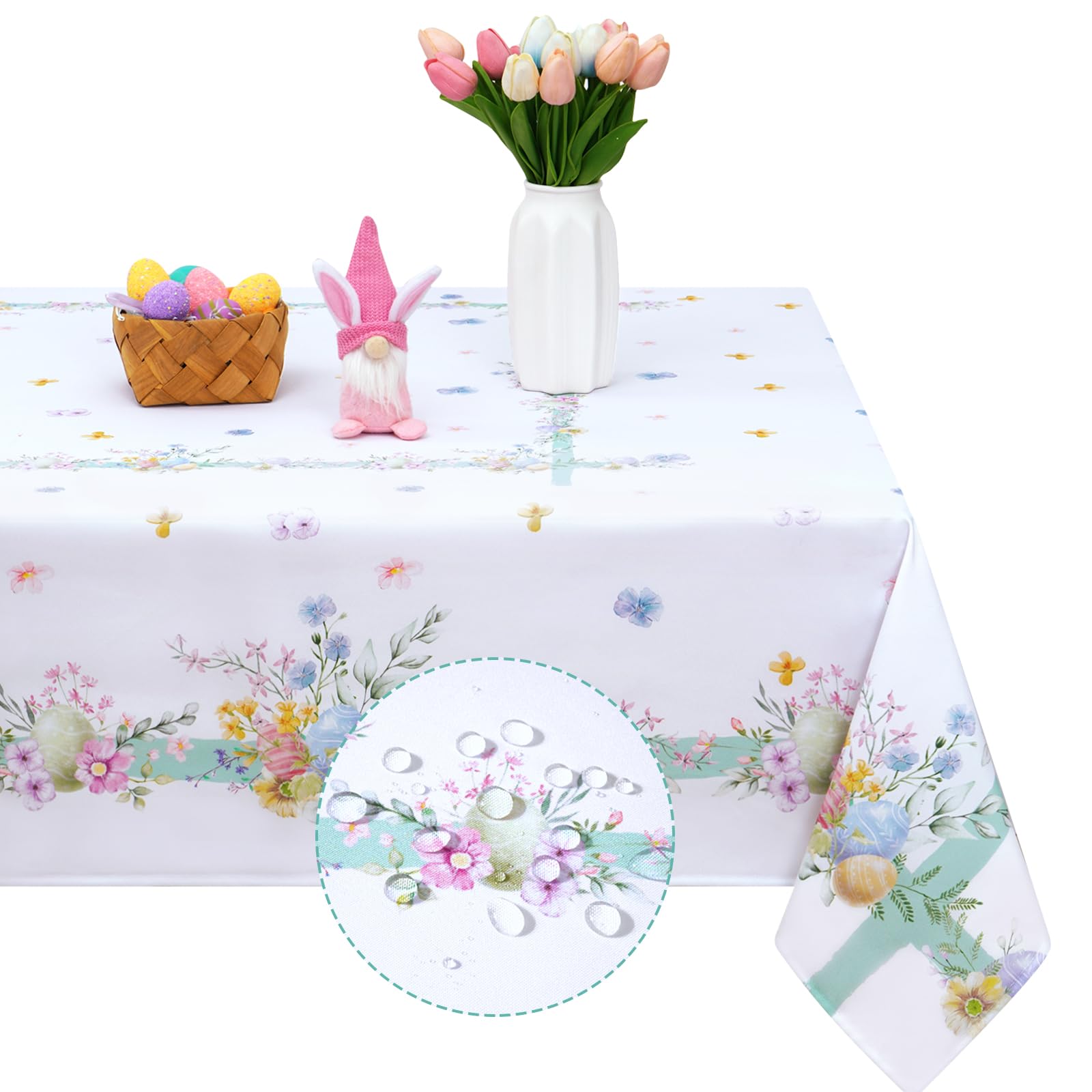 Amazon.com: ASPMIZ Easter Tablecloth, Flower Egg Table Cloth, Spring ...
