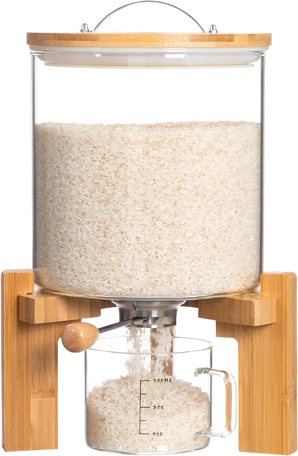 Amazon.com: Belle Parc Glass Rice Dispenser 10 lbs, with Airtight Lid ...