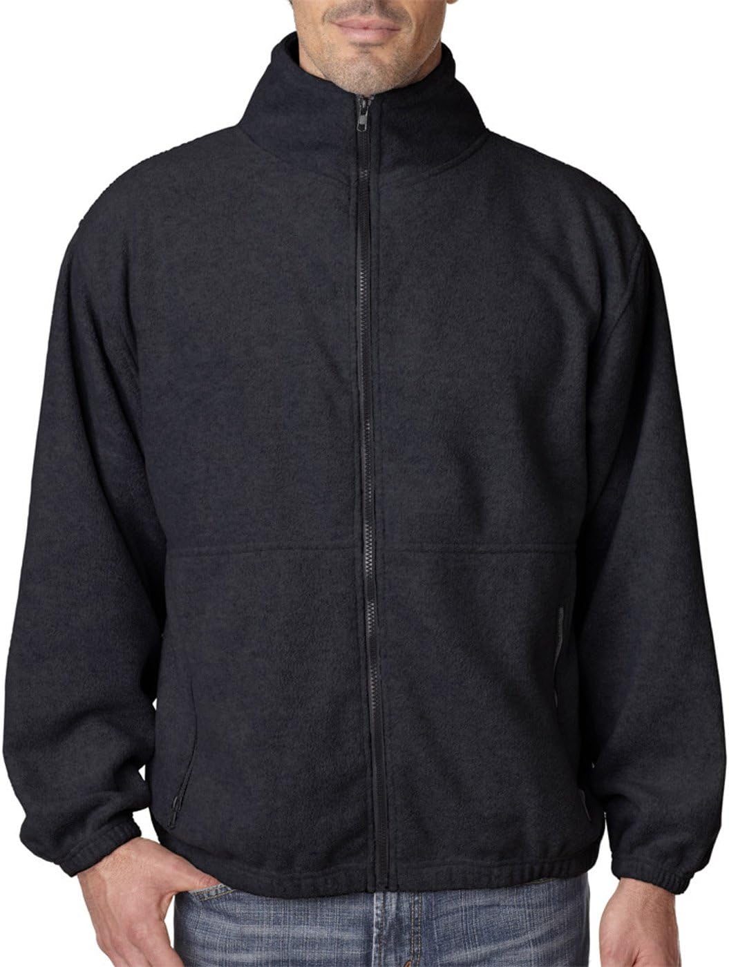 UltraClub Men's Iceberg Fleece Full-Zip Jacket - Black - Large at ...
