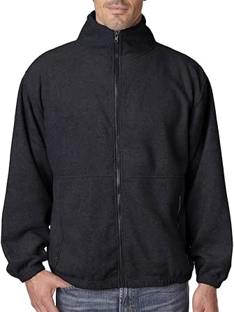 UltraClub Men's Iceberg Fleece Full-Zip Jacket - Black - Large at ...