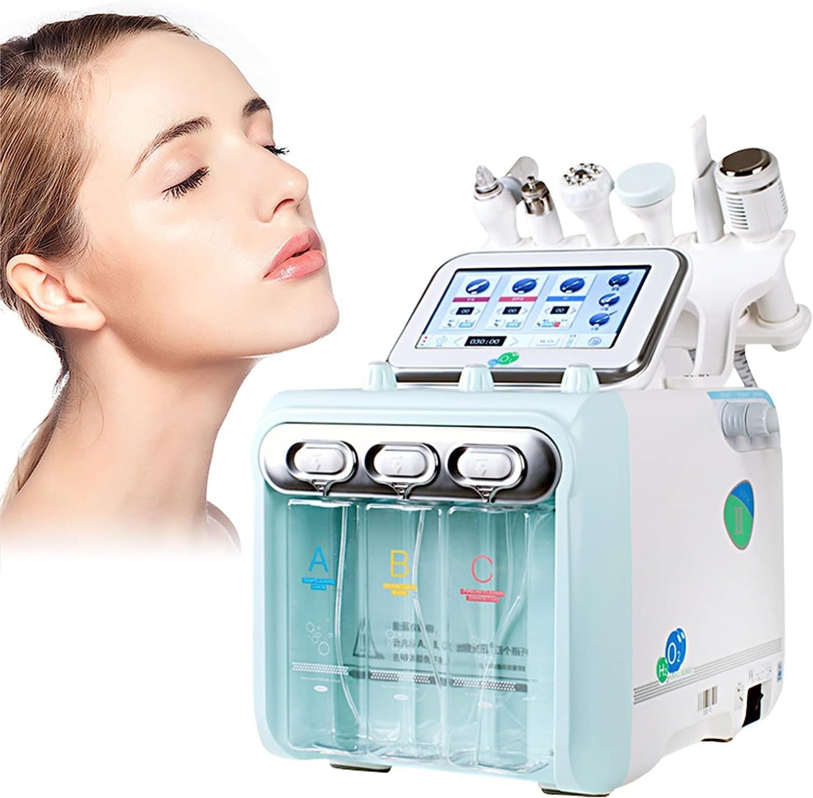 Hydrogen Oxygen Facial Beauty Machine, 6 in 1 Hydrodermabrasion Machine ...