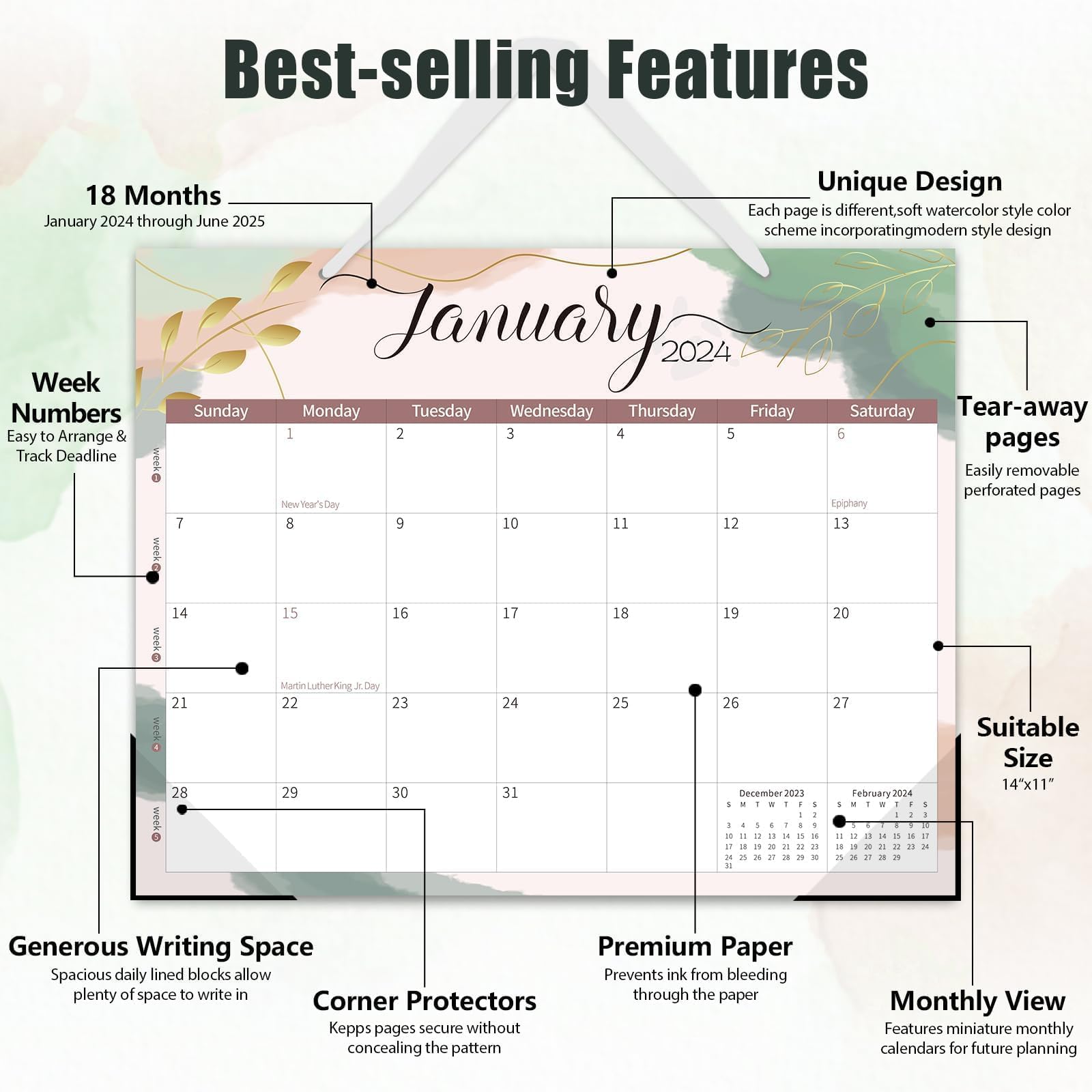 Snapklik.com : GuassLee Desk Calendar 2024-2025 - 18 Monthly Academic ...