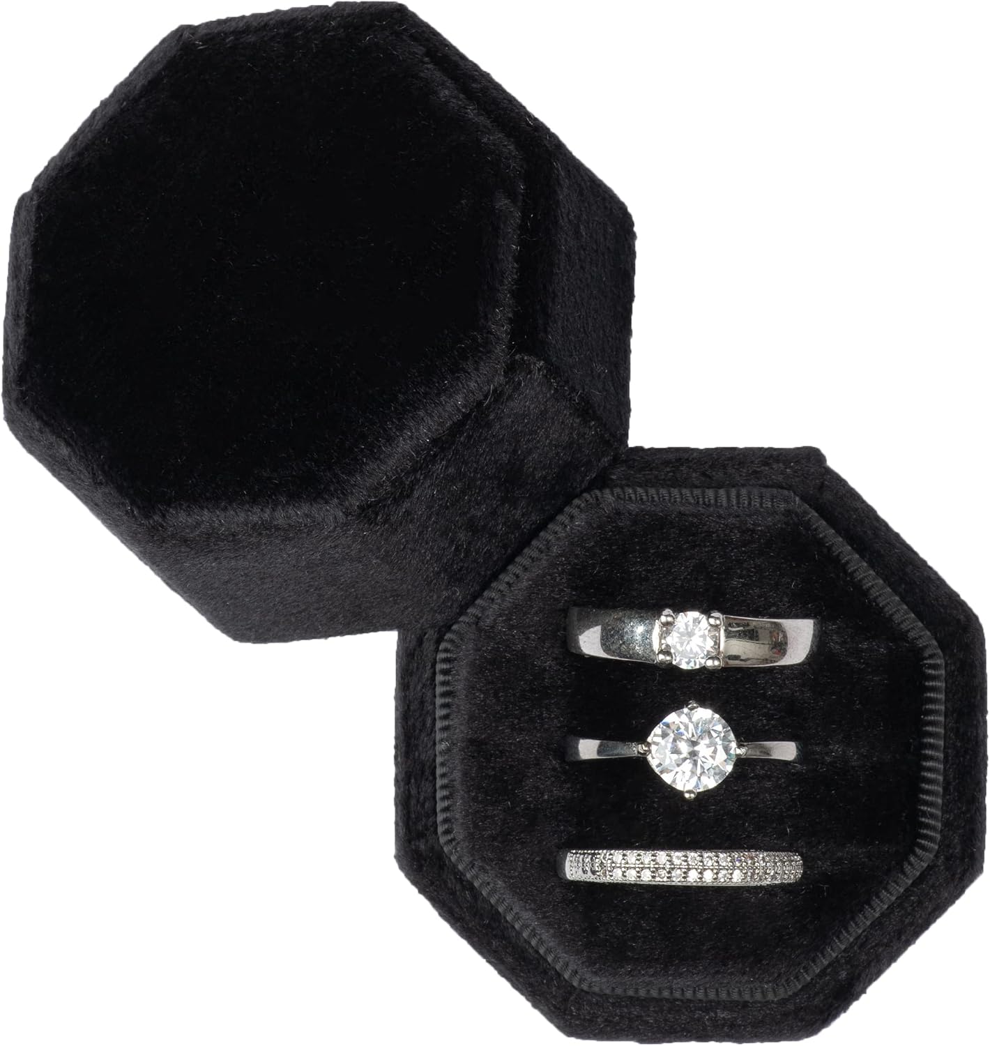 Amazon.com: Giftop Equal Octagon Velvet Ring Box Storage 3 Slots for ...