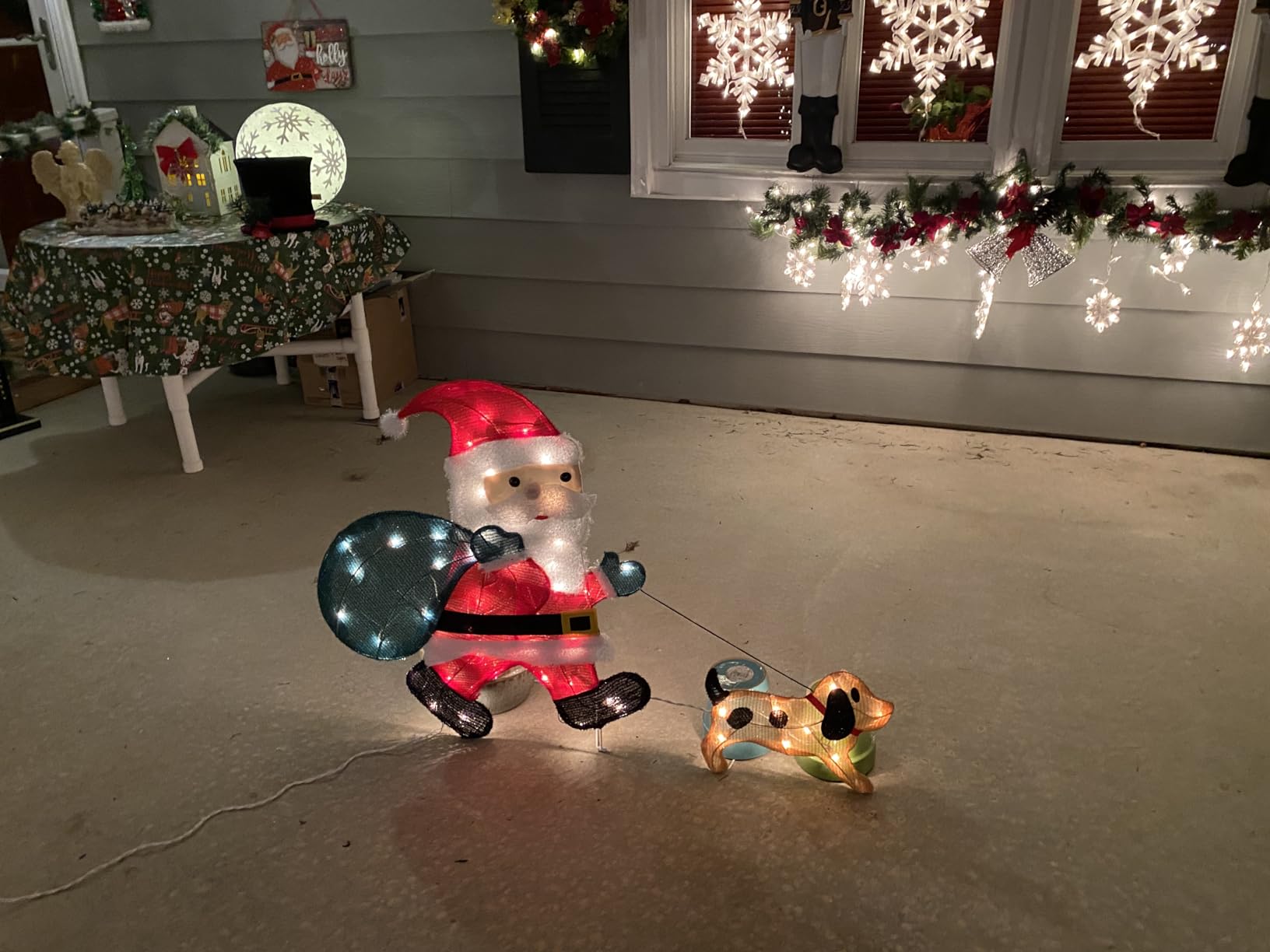 Amazon.com: WATERGLIDE Lighted Christmas Santa Claus with Puppy, 26.5 ...