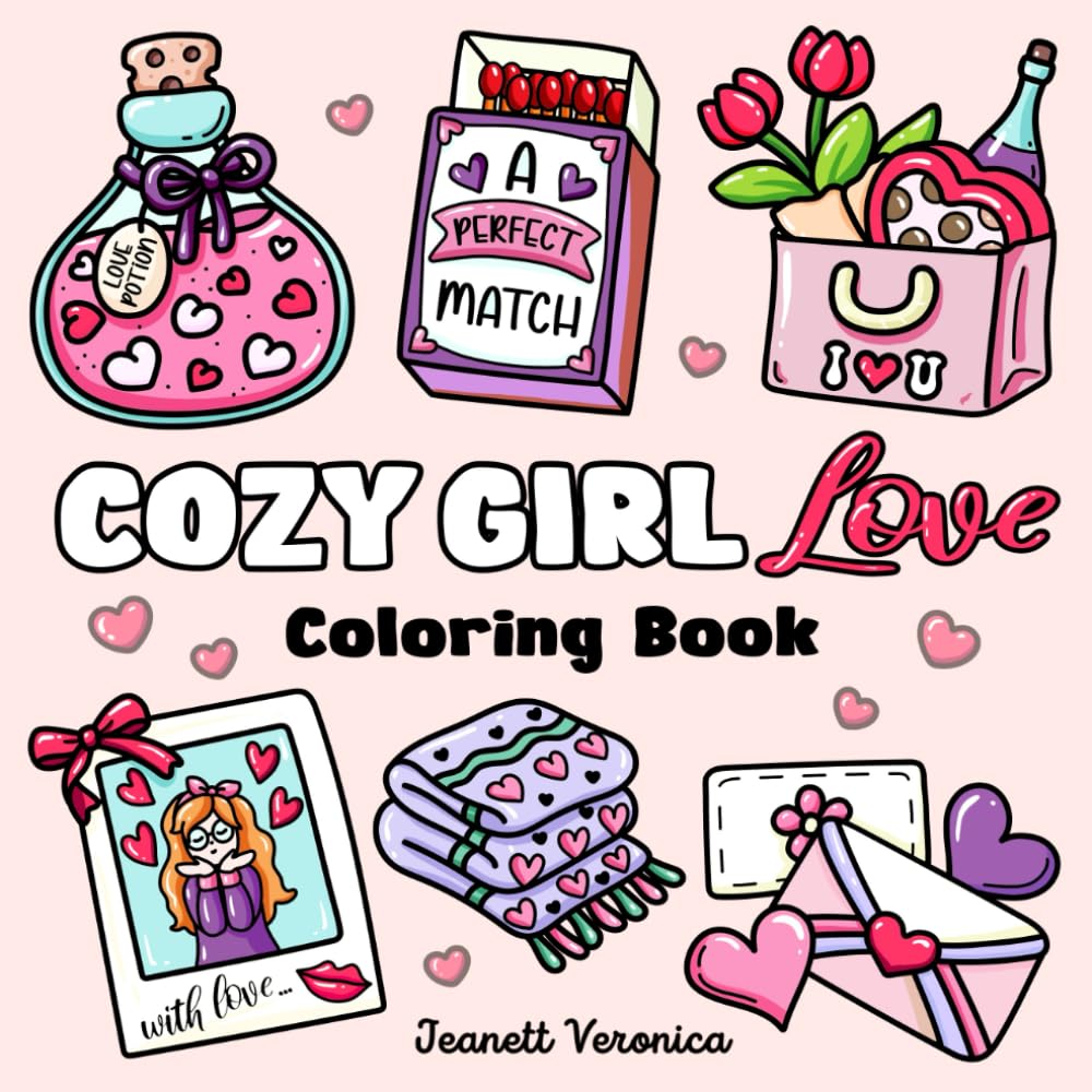 Amazon.com: Cozy Girl Love Coloring Book: Bold and Easy Valentine's Day ...