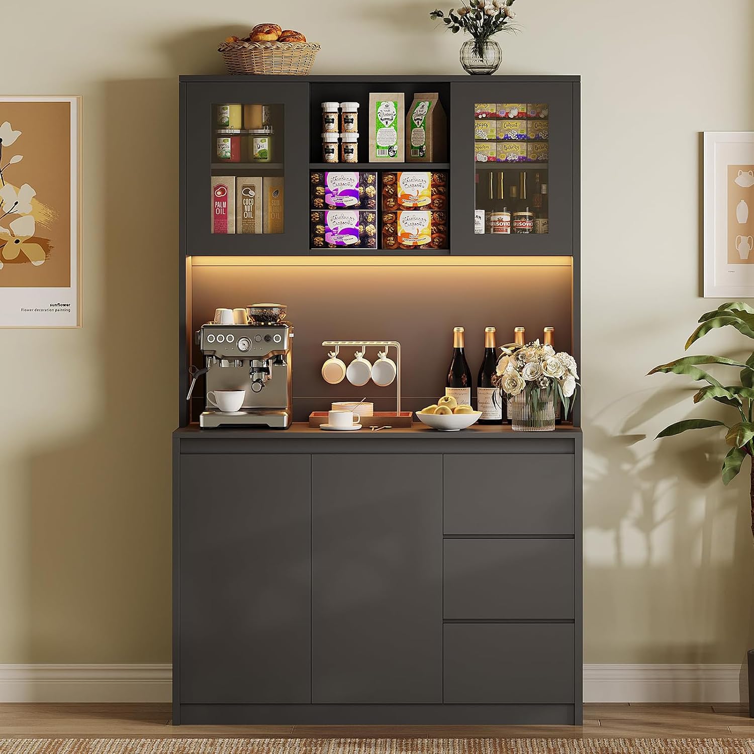 Amazon.com: GarveeHome 71" Tall Kitchen Pantry Cabinet, Kitchen Storage ...