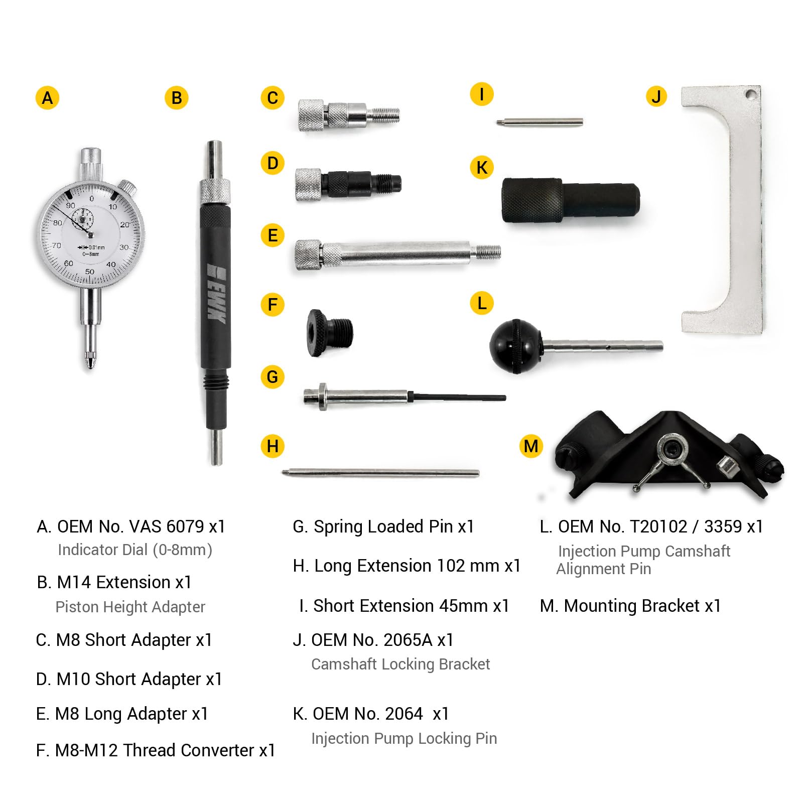 Snapklik.com : 13 Pcs Bosch Injection Pump Timing Tool Kit VE Pump Dial ...