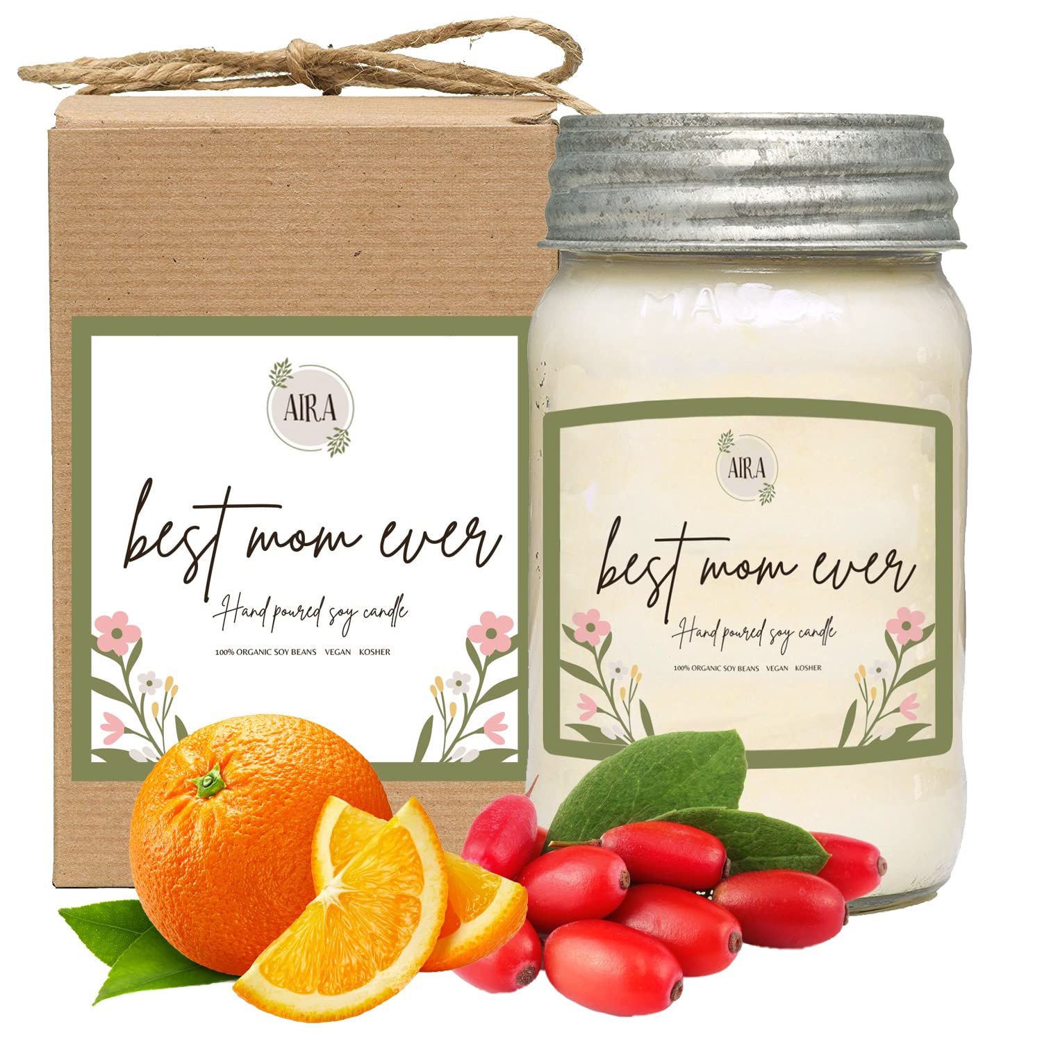 Amazon.com: Aira Mother's Day Candle - 100% Soy Candle Gift for Mom - Organic, Kosher, Vegan, in ...