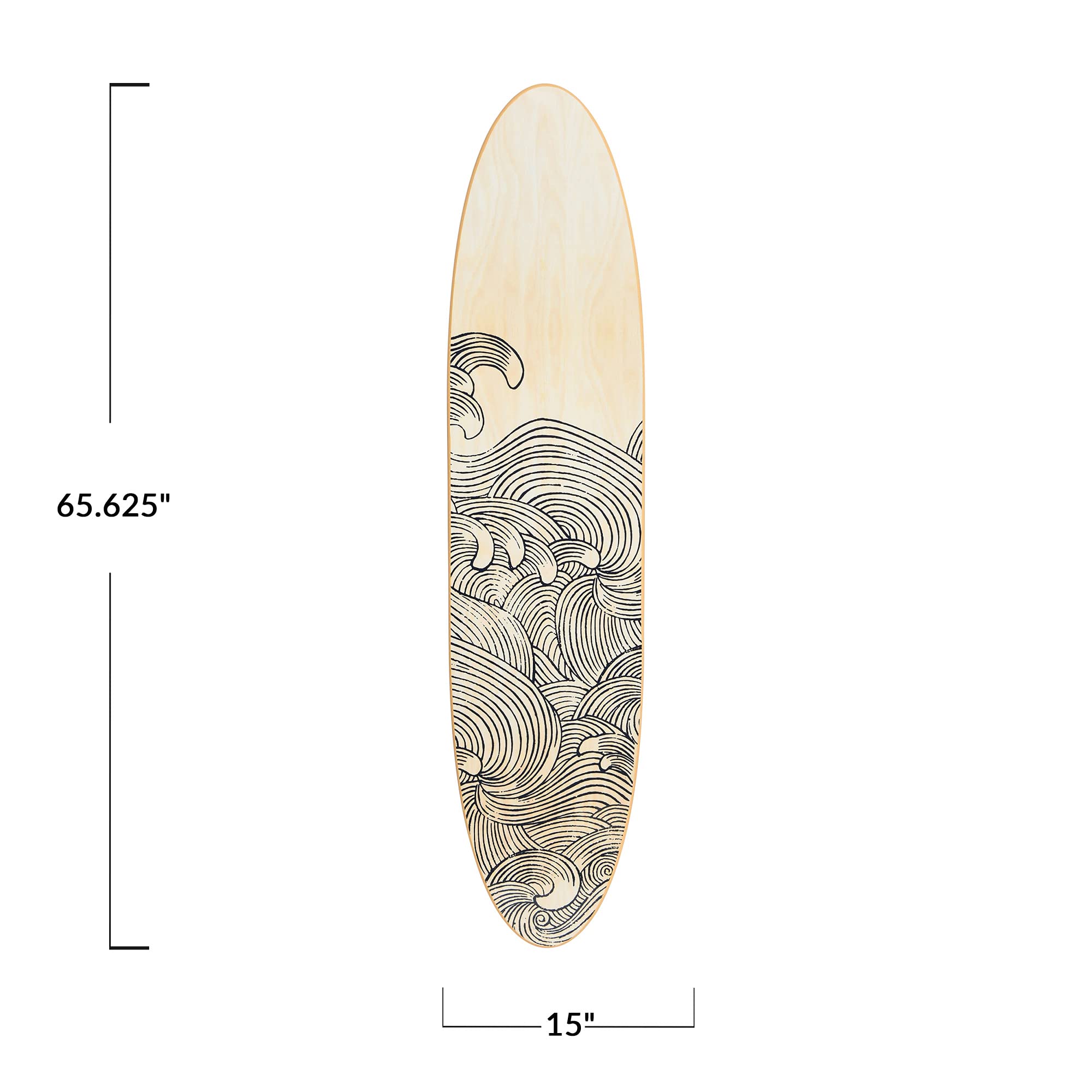 Creative Co-Op Surfboard Style Wood Wall Decor, Wave Design, 65.5" for ...