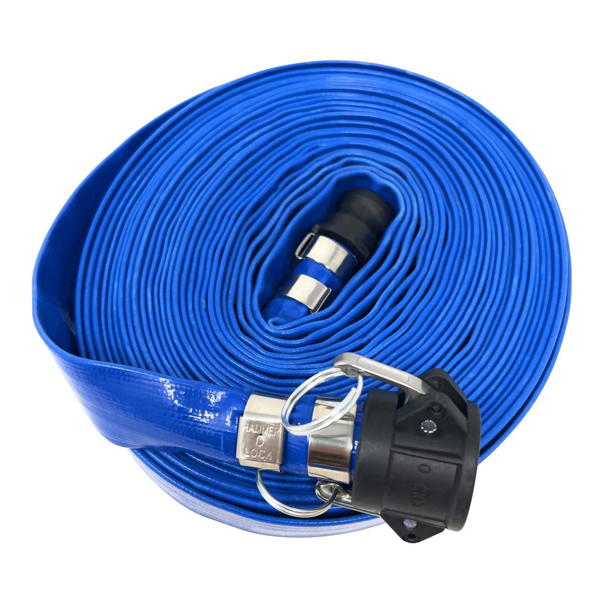 Snapklik.com : Gloxco 1" X 50 Blue Lay Flat PVC Discharge Hose Assembly
