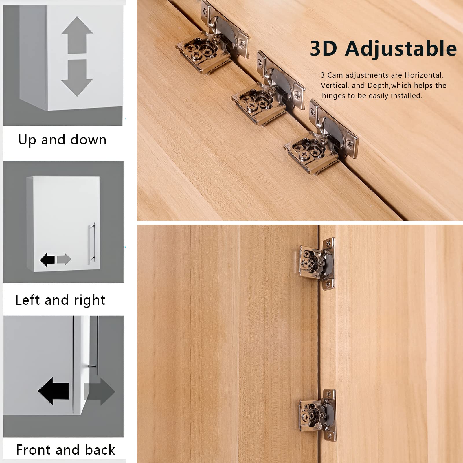 Snapklik.com : 1/2 Inch Overlay Soft Close Cabinet Hinges, 50 Pack Slow ...