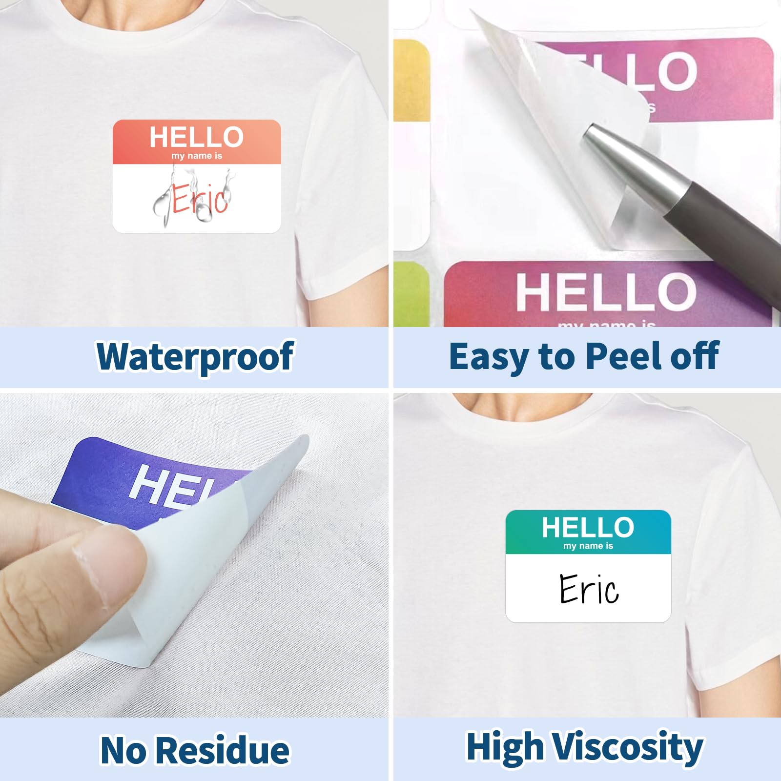 Snapklik.com : 375 Pcs Name Tag Stickers - 3"x 2" Colorful Sticker ...